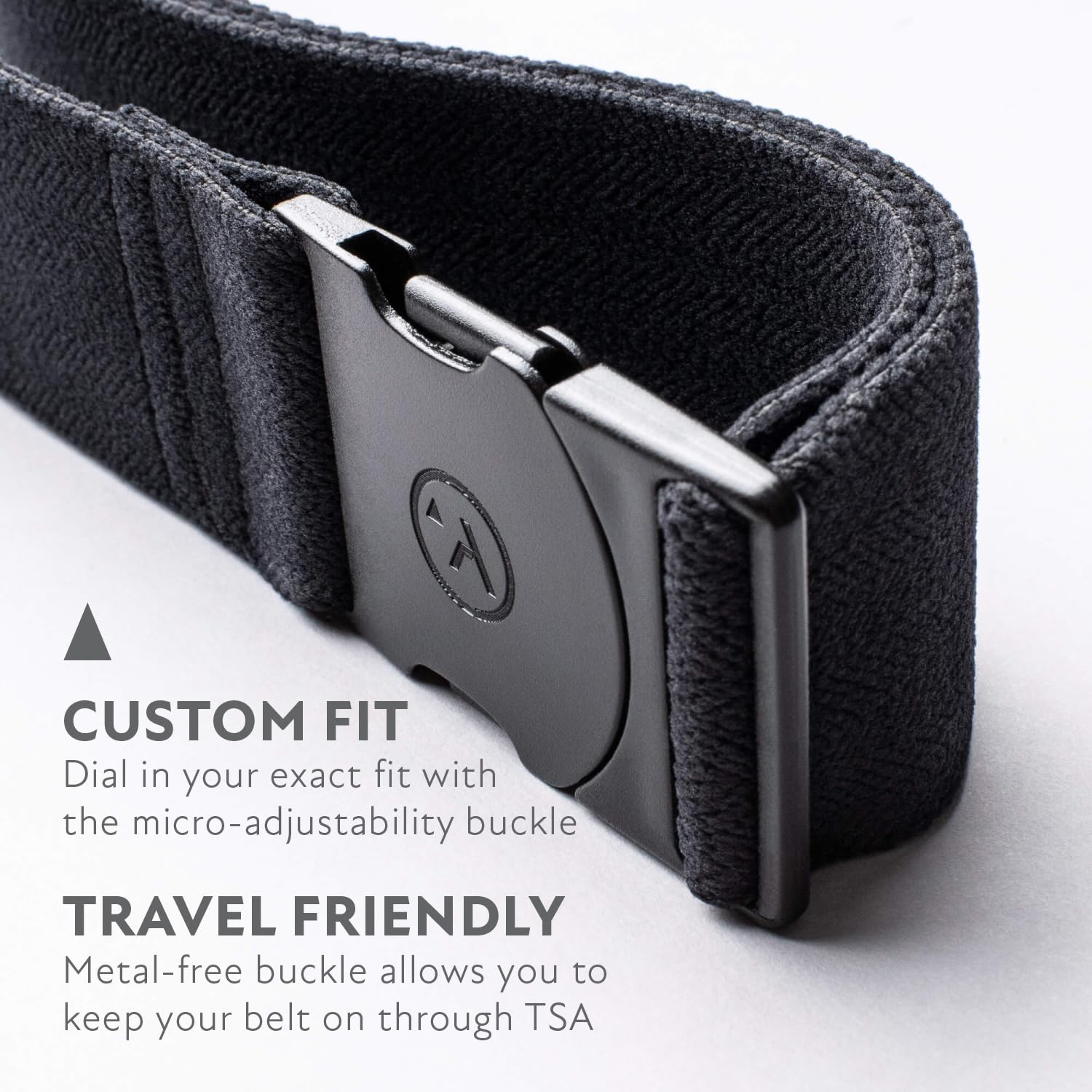 Arcade The Original Unisex Adventure Belt, Repreve Elastic Webbing, Non-Metal Travel Friendly Buckle, Hemingway - Black/Grey