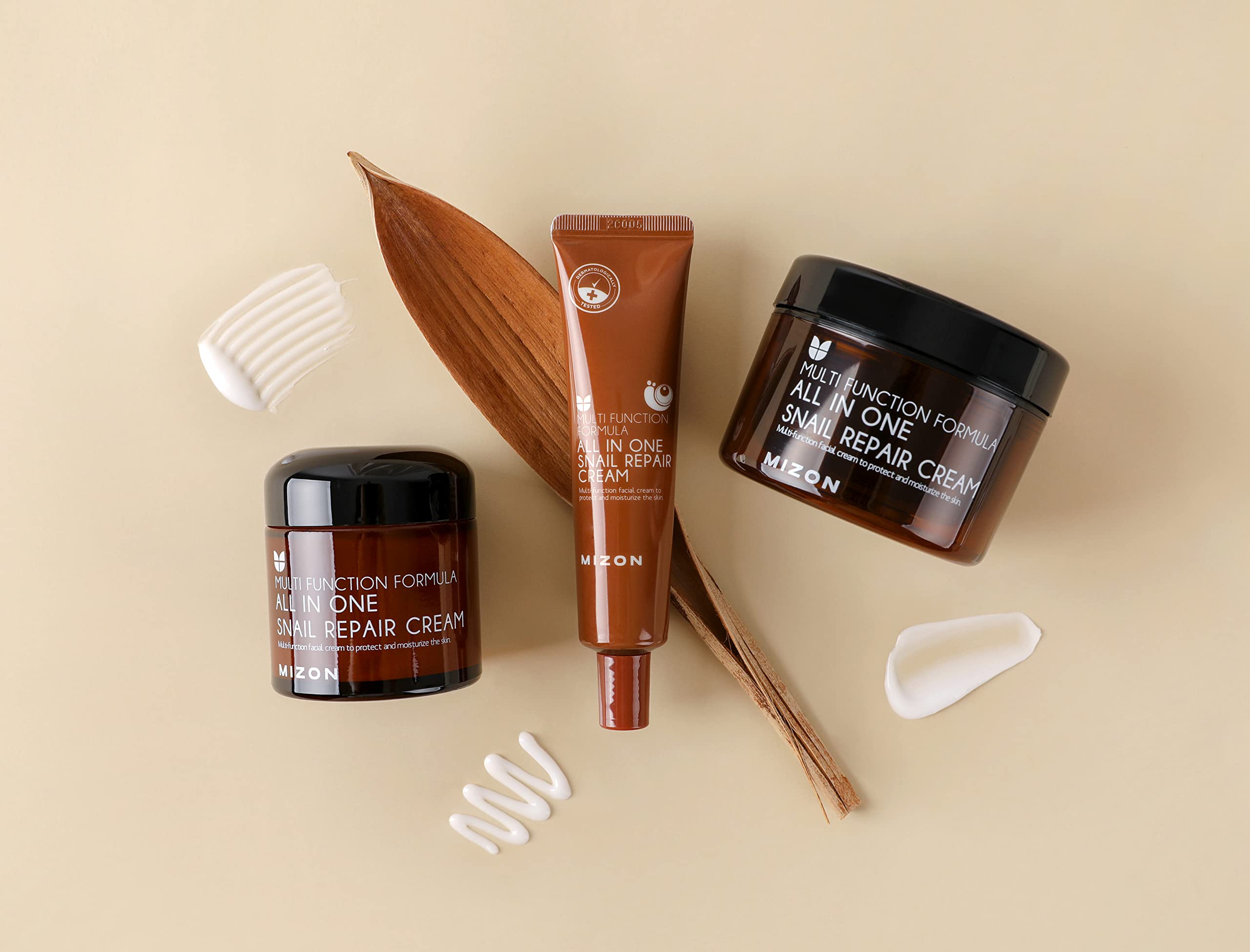 MIZON All in One Snail Repair Cream Snail Mucin with 12 Natural Extracts Korean Recovery Cream for Fine Line & Blemish Care (4.06 fl oz)