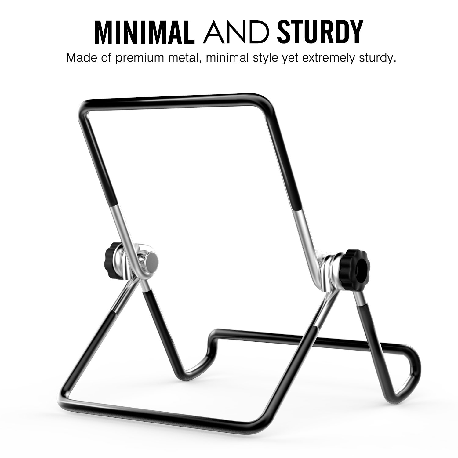 MoKo Foldable Tablet Stand, Adjustable Portable Metal Holder Cradle for 9-12.9" Tablets, Compatible with iPad Pro 11/12.9 2022, iPhone 14/14 Plus/14 Pro Max,Fit with Steam Deck, Black