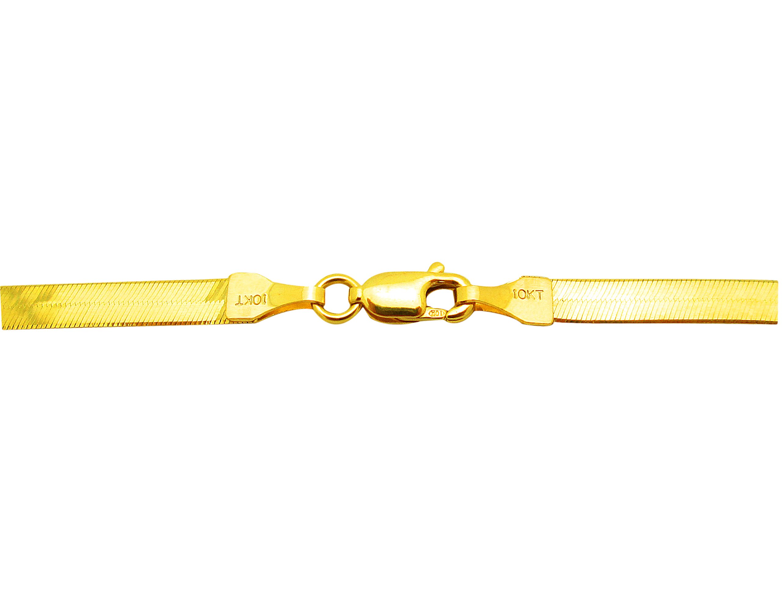 AMZ Jewelry 10K Yellow Gold Flexible Herringbone Chain 6 mm(0.23 in) Necklace (16 in)