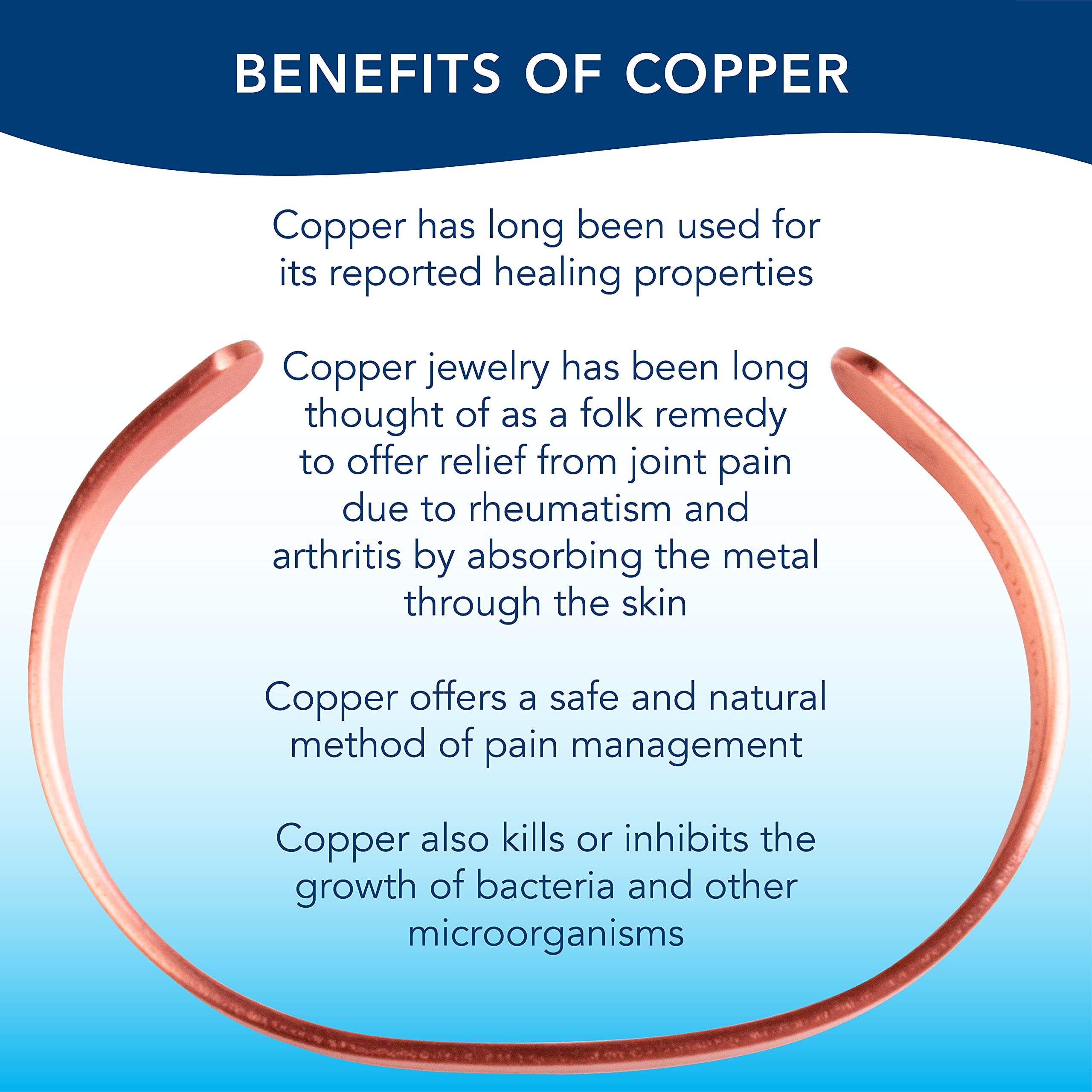 Apex Copper Bracelet, Solid Band