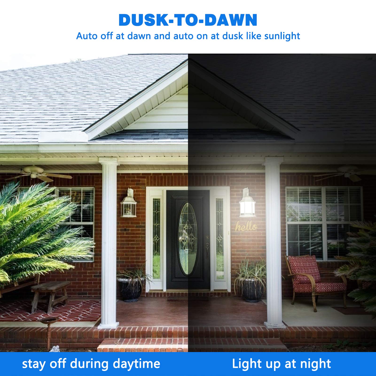 artbrite 2 Pack Dusk to Dawn Light Bulbs, Light Sensor Bulb 60W Equivalent, Outdoor Light Bulb 4000K, A19 LED Bulb 800LM, Auto On/Off Porch Light, E26 Base for Garage