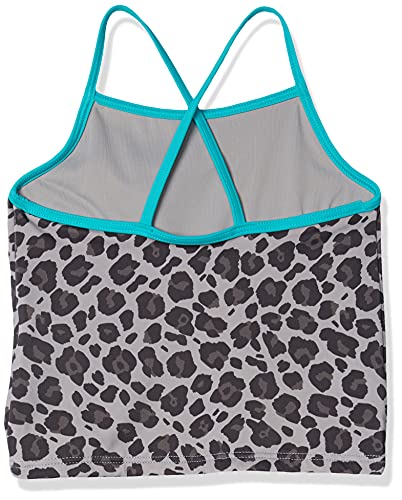 Amazon Essentials Girls' Tankini Rashguard Swimsuit Sets (Previously Spotted Zebra), Grey Cheetah, Medium