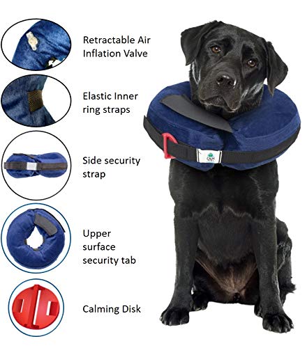 Calm Paws Behavior Support Protective Inflatable Collar Large w/Dog Calming Disc
