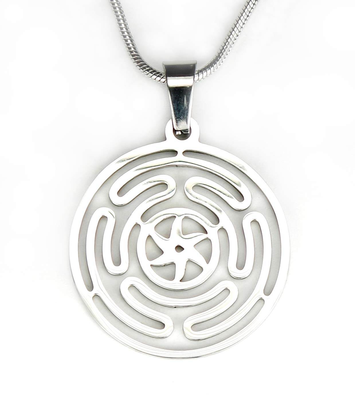 Ann Claridge Wheel of Hecate Necklace, 20" Snake Chain and 25mm Strophalos of Hekate Pendant