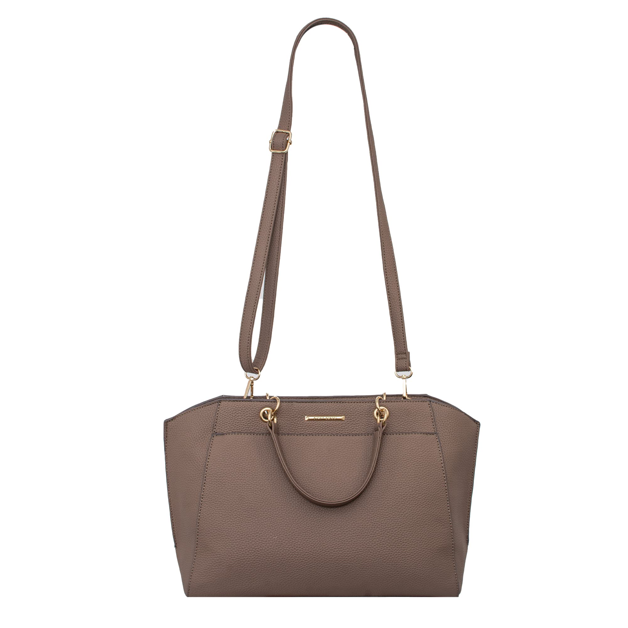 Alexis Bendel Women’s Vegan Leather East/West Wide Satchel Crossbody Handbag With Adjustable & Removable Strap