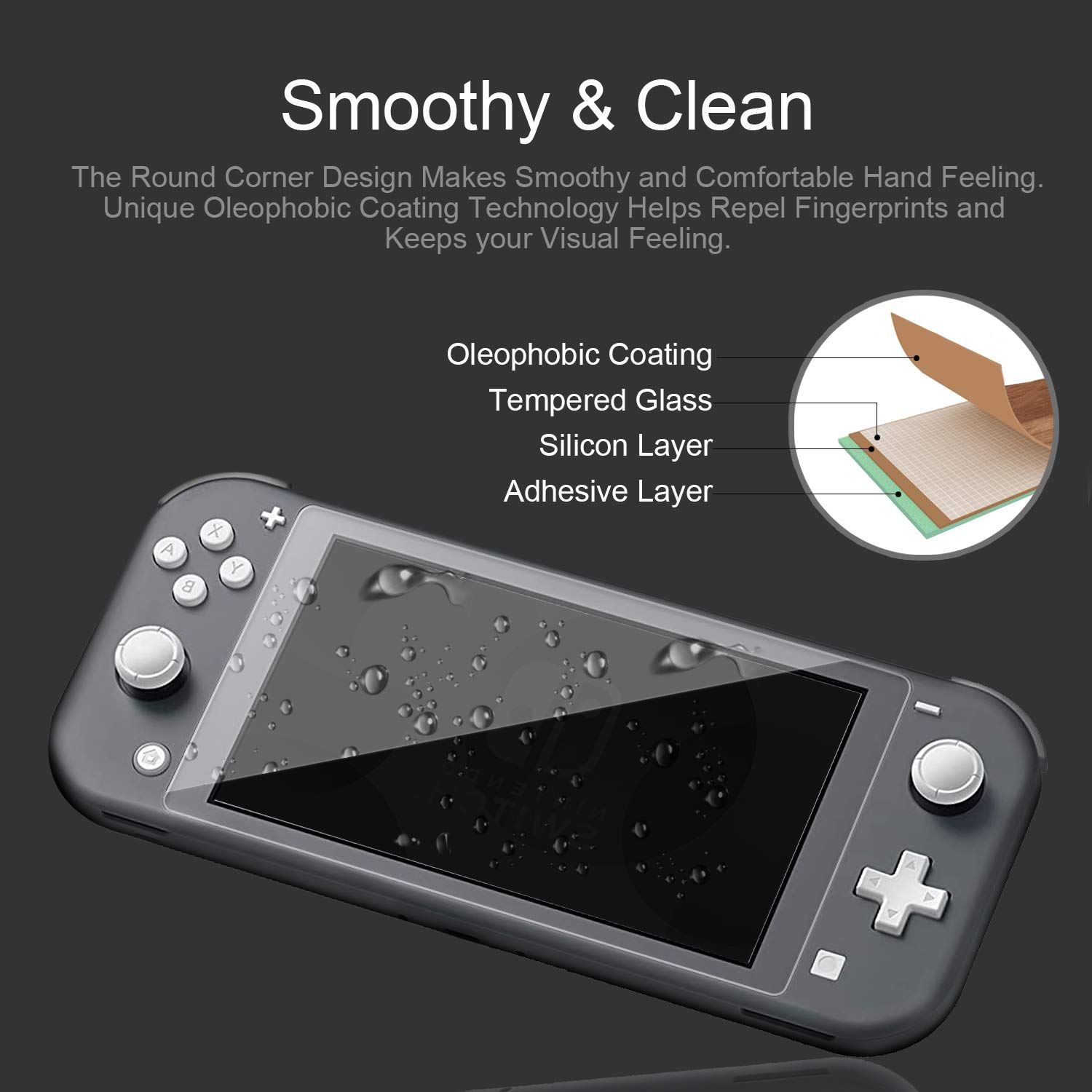 Appodog Nintendo Switch Lite Screen Protector [2 Pack] Tempered Glass Screen Saver Protector Transparent HD Clear 0.3mm Screen Film Guard 9H Hardness Anti-Scratch Shatter-Proof