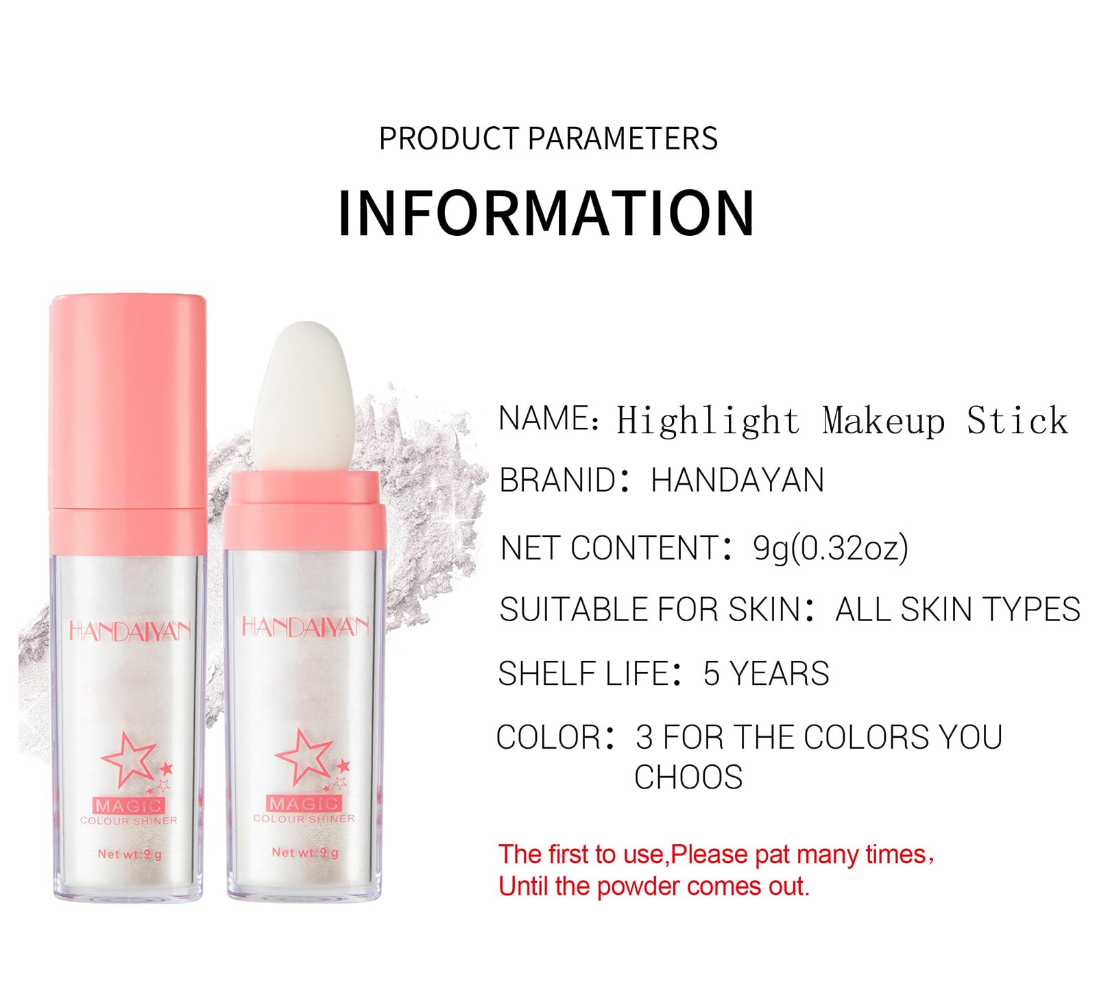 BeeYoYe 3 Color Glitter Powder Highlighter Makeup,Body Brightens the Natural Three-Dimensional Face Blusher Patting Glitter Powder Highlighter Makeup (01# 02#03#)