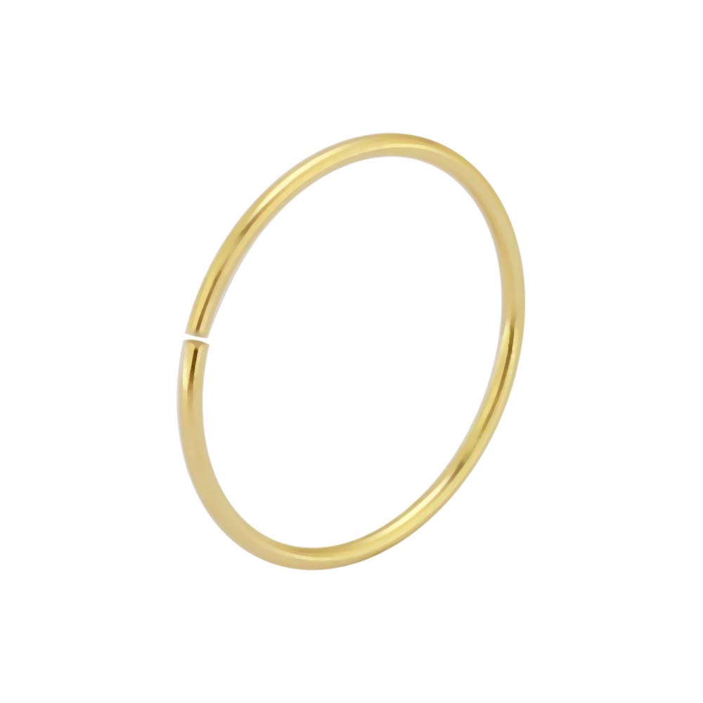 AtoZ Piercing 9KT Solid Yellow Gold 22 Gauge (0.6MM) - 5/16 (8MM) Length Seamless Continuous Hoop Nose Ring