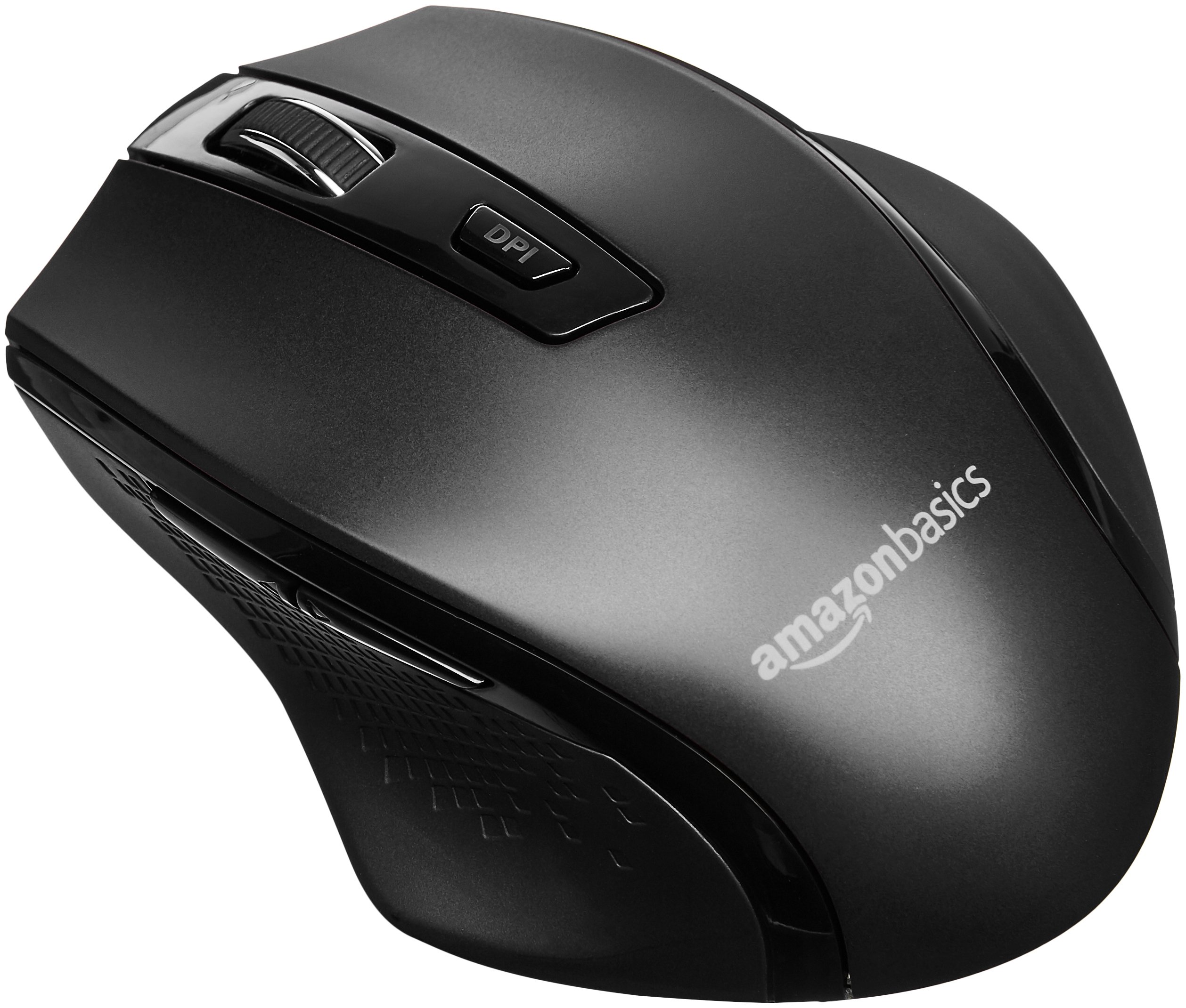 Amazon Basics Ergonomic Wireless PC Mouse - DPI Adjustable - Black & Gaming Computer Mouse Pad - Black
