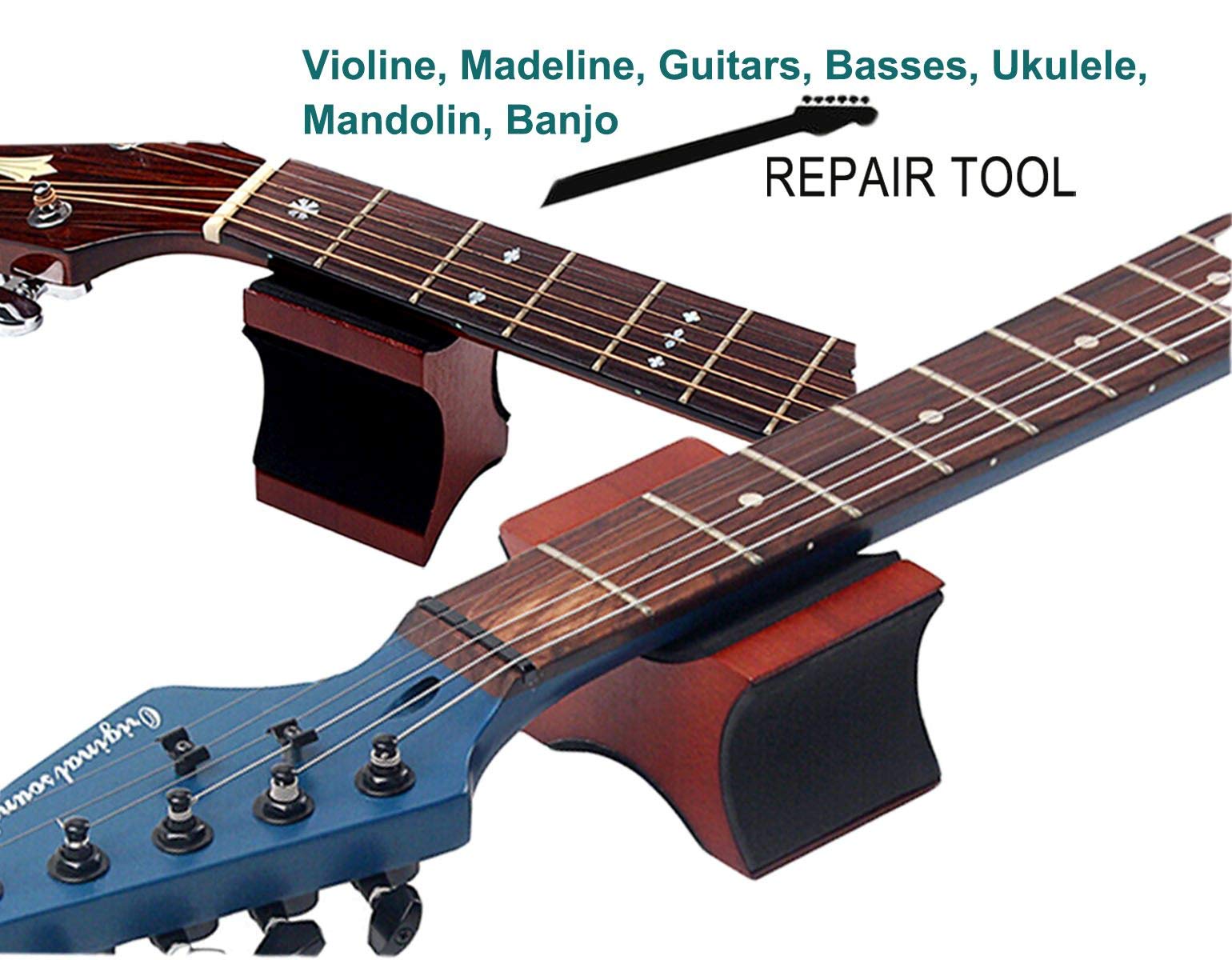 Guitar Neck Rest, Electric Acoustic & Bass Guitar Support Pillow for Changing Strings, String Instrument Wooden Neck Craddle, Luthier Repair Setup Tool 3.74x2.48x2.4inch, Burgundy
