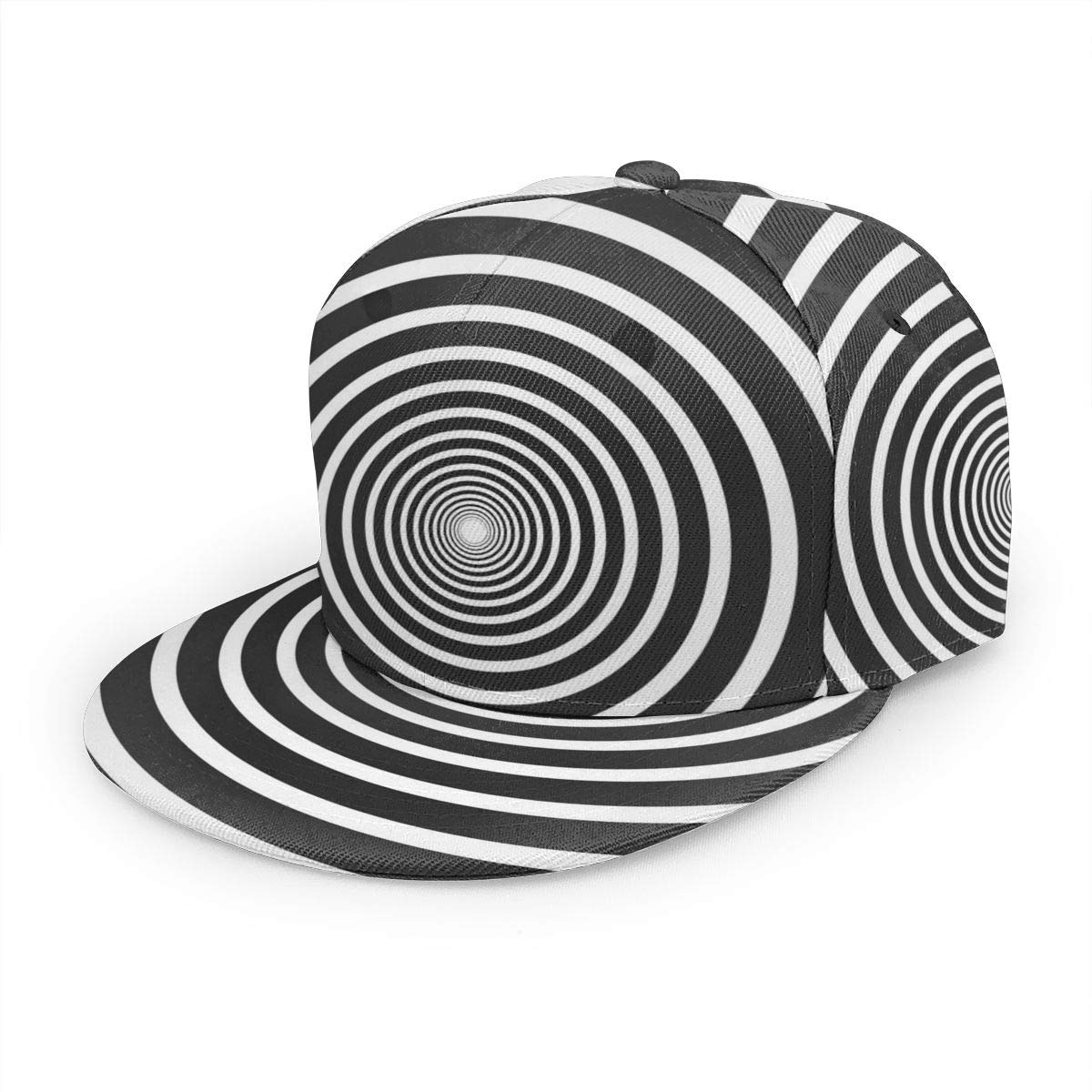 antkondnm Psychedelic Spiral Flat Bill Brim Cap, Cool Hip Hop Trucker Hat Men Women Adjustable Baseball Caps