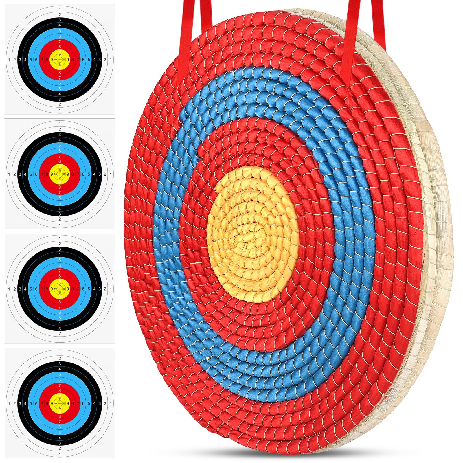 Archery Targets for Backyard, Traditional Hand-Made Round Solid Straw Archery Target, Arrow Target for Recurve Bow Longbow or Compound Bow, Large Practice Target for Outdoor Hunting - 5 Layers
