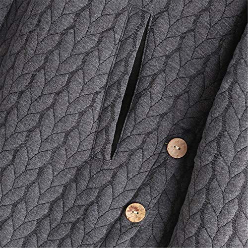 Andongnywell Solid Color Hooded Single-Breasted Women's Cotton Jacket Mid-Length Irregular Jackets Overcoats (Gray,5X-Large)