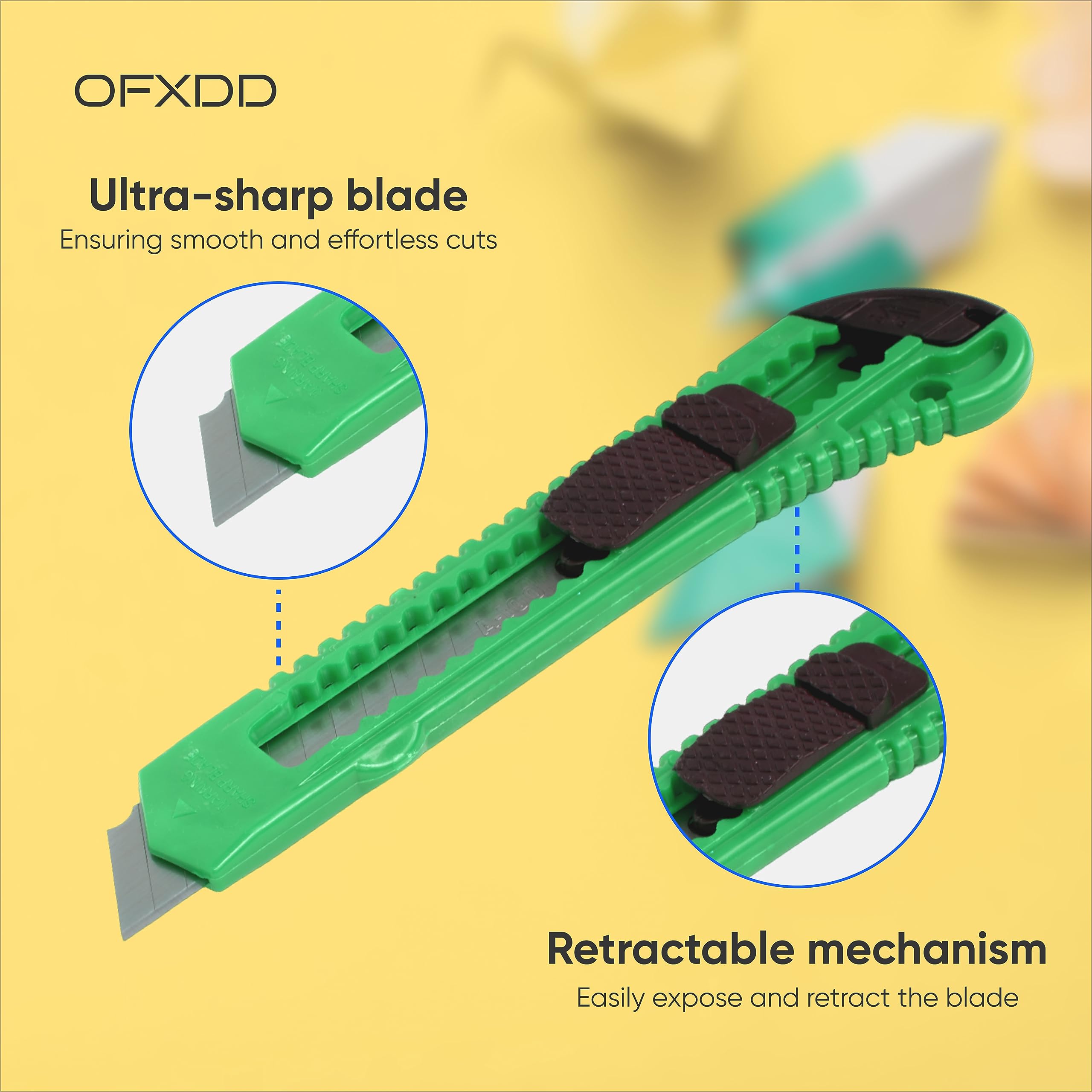 Box Cutter - Knife Utility for Cutting and Crafting - Box Knife Retractable, 6 Pcs - Versatile Box Cutter for Cartons, Cardboard and Boxes, Plastic