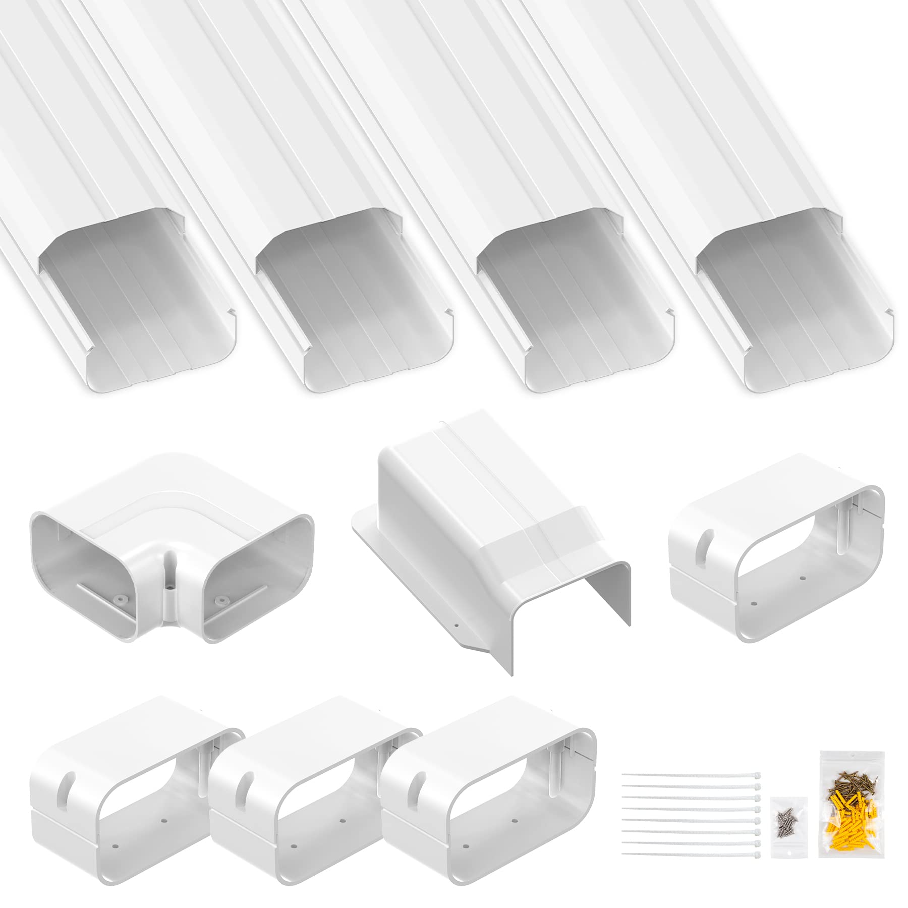 Air Jade 4" 14 Ft Mini Split Line Set Cover, Heavy Duty Line Set Cover Kit for Ductless Mini Split Air Conditioner, Heat Pumps and Central AC