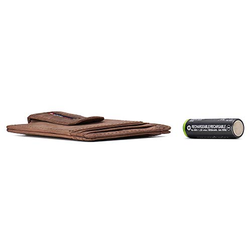 Alpine Swiss Dermot Mens RFID Safe Money Clip Front Pocket Wallet Leather Comes in Gift Box Distressed Brown