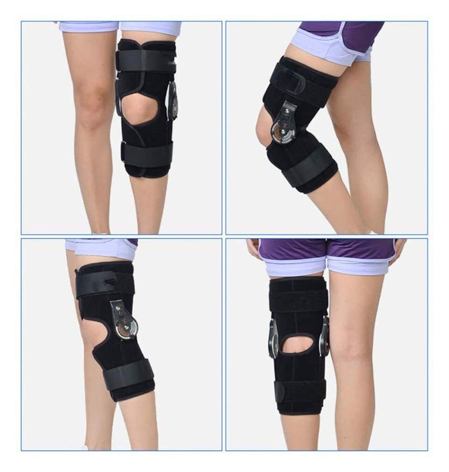 Adjustable Knee Brace Support Pain Hinged Brace Knee Support Joint Orthosis Ligament Sport Injury Splint Sport Knee Pads 1116 (Size : Medium)