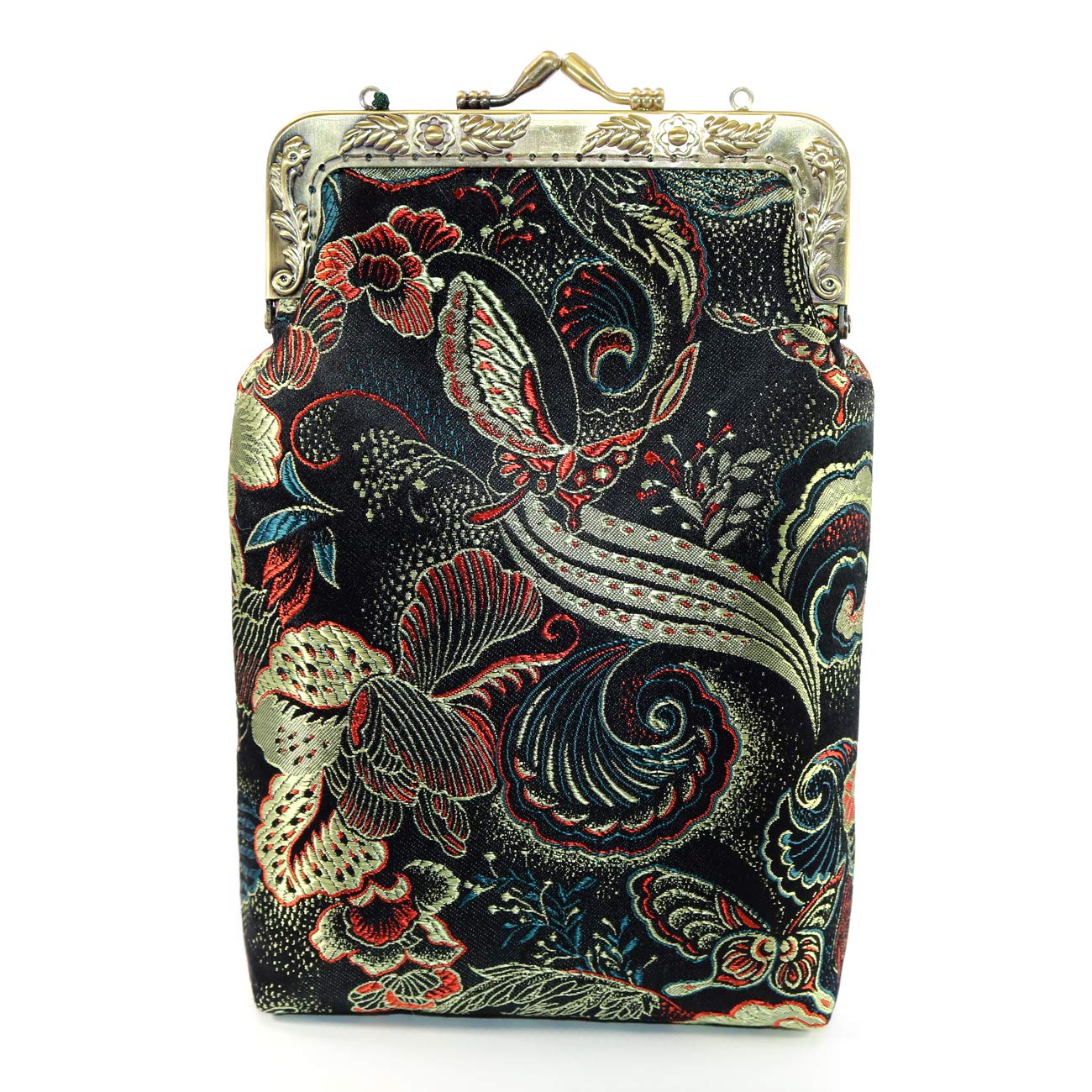 Jan&Dee Silk Womens Small Crossbody Bag, Tassel Cell Phone Purse Holder Wallet Butterfly