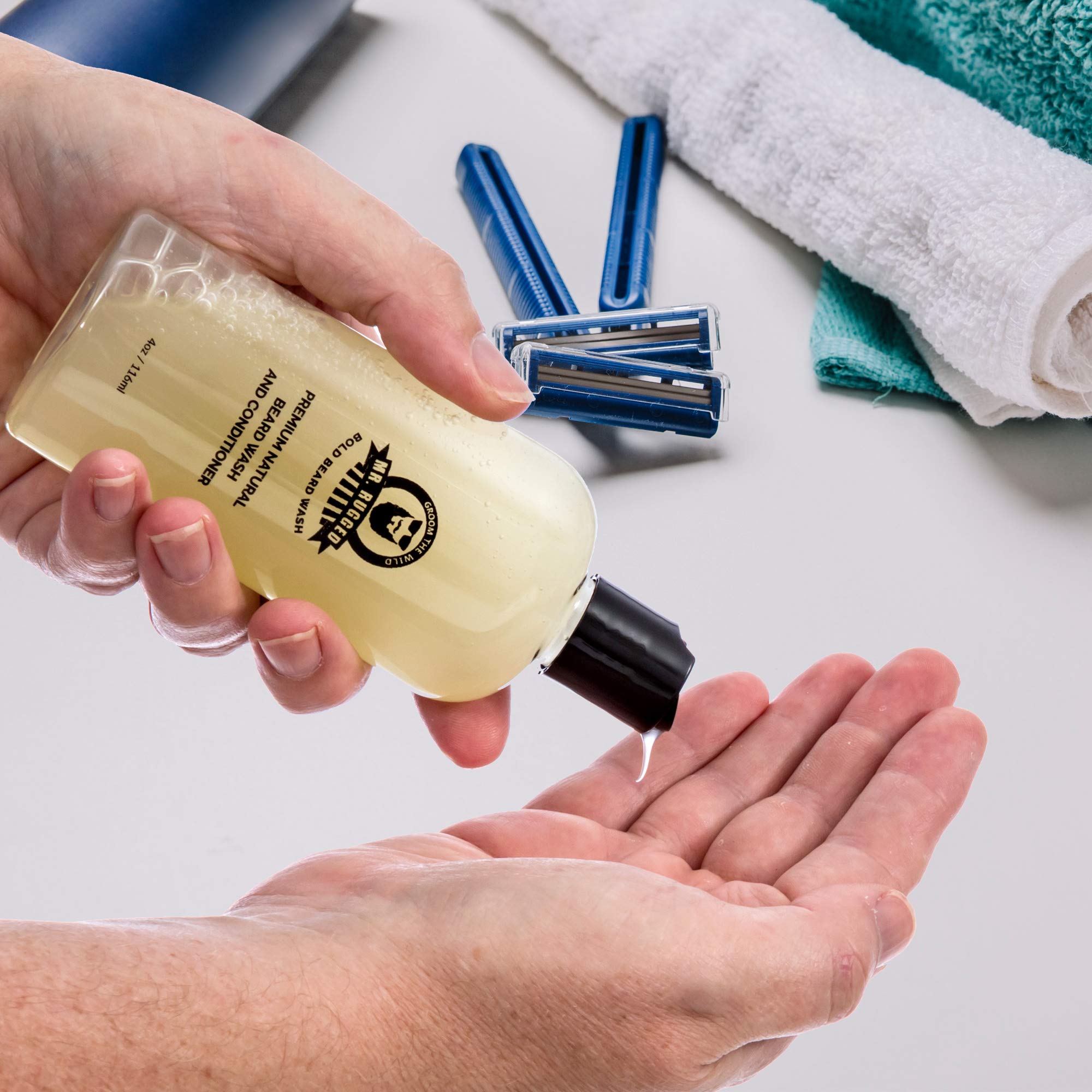 Mr Rugged Beard Wash and Conditioner for Men β (Peppermint 2-in-1, 4oz Bottle) Natural Beard Shampoo for Soft Beard β Strengthen and Improve Facial Hair Growth