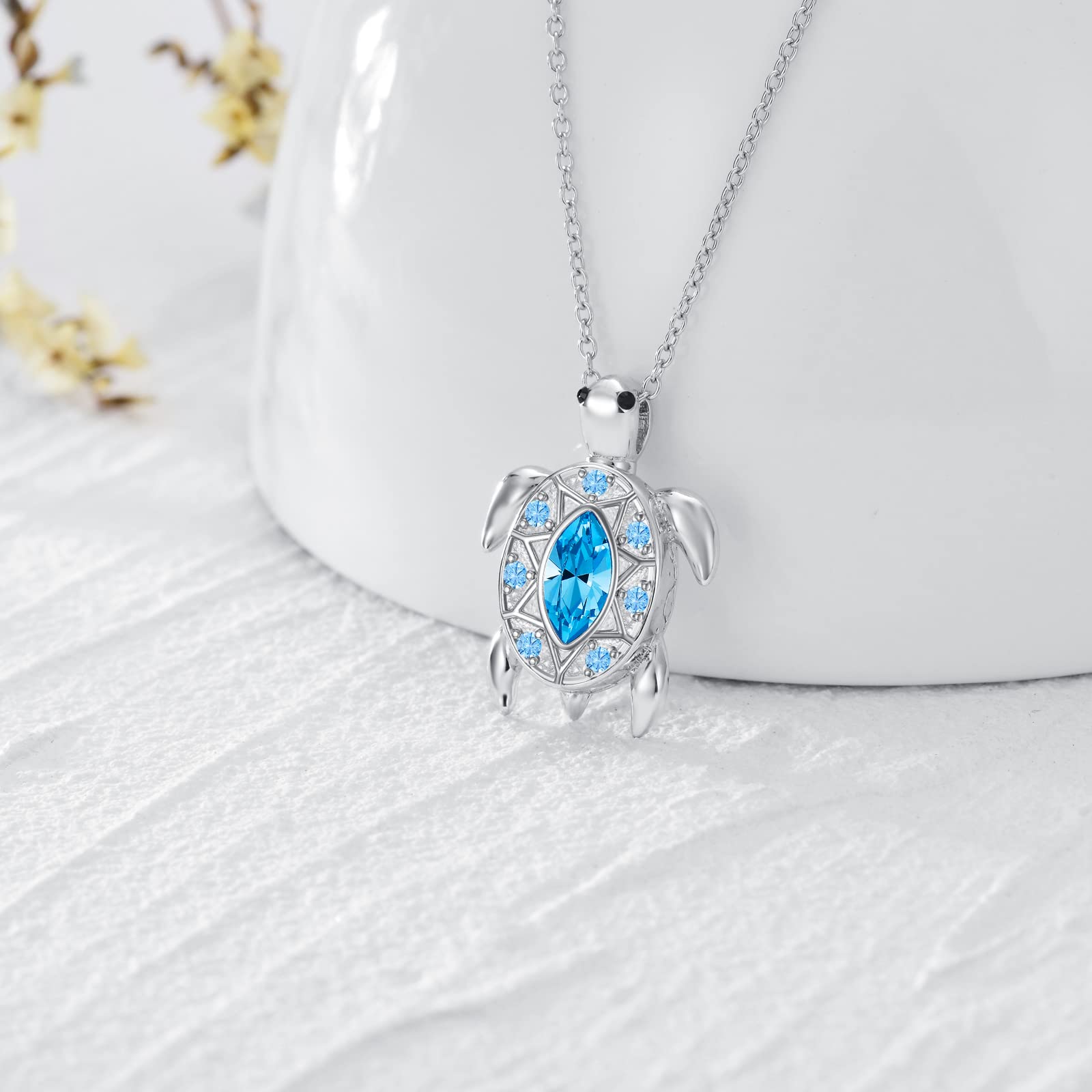 AOBOCO Sea Turtle Urn Necklace for Ashes 925 Sterling Silver Turtle Cremation Keepsake Necklace Memorial Jewelry for Women