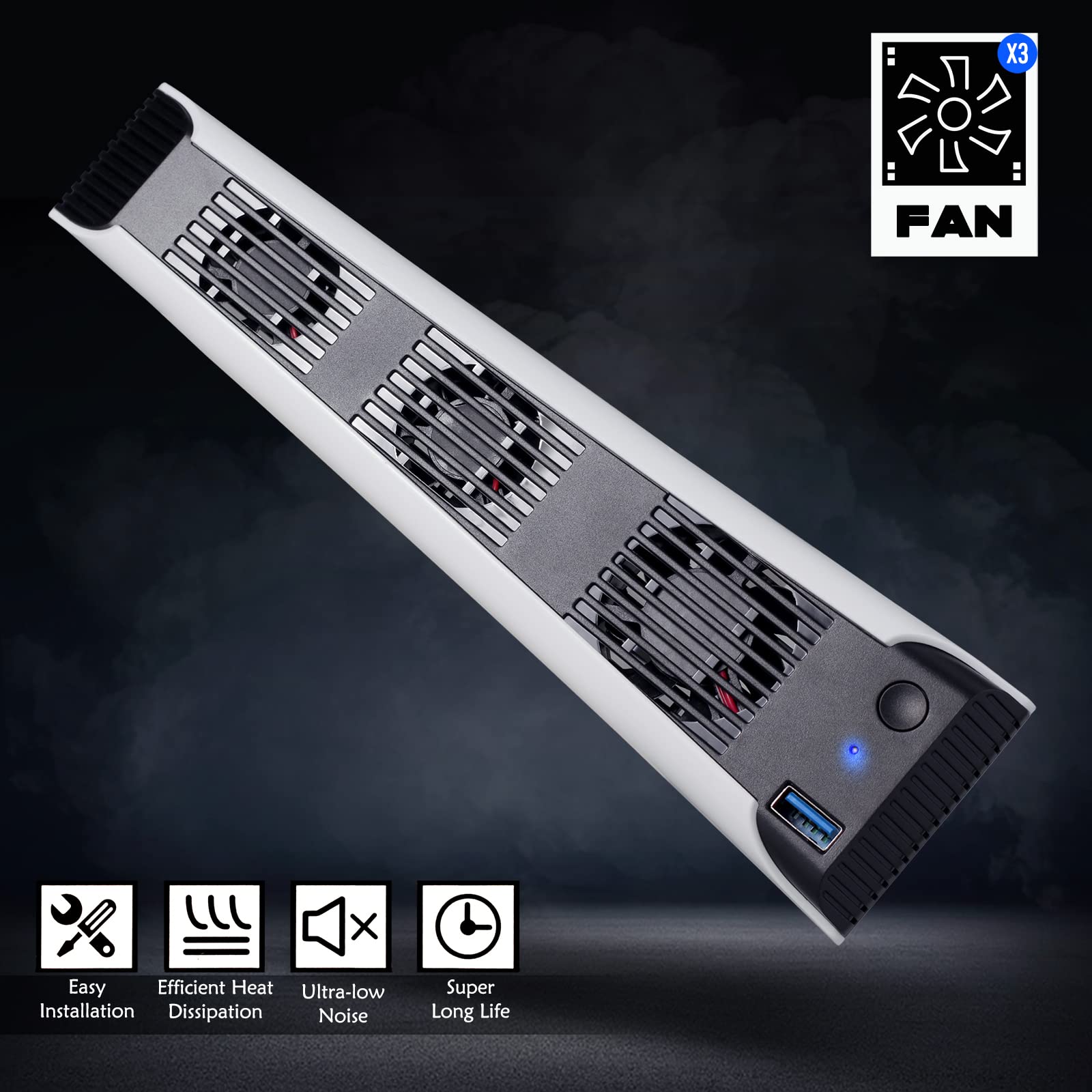 AQIDAP Cooling Fan for PS5 PlayStation 5 Both Disc and Digital Editions Efficient Cooling System