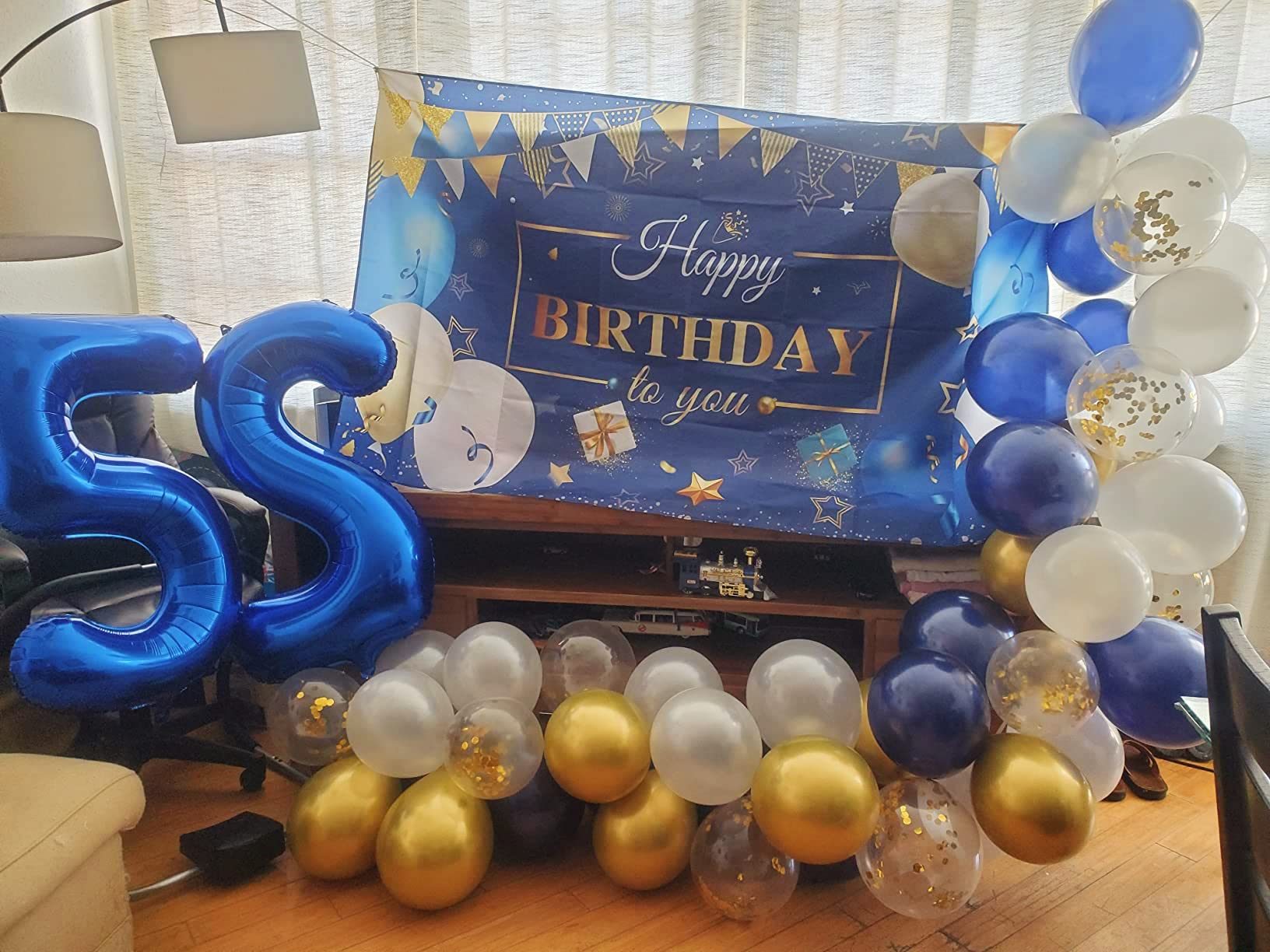 Number 5 Balloon 40 Inch for 5th Birthday Decorations, 15 25 35 50 Mylar Big Navy Blue Foil Number Balloons for Wedding Anniversary Party Decor