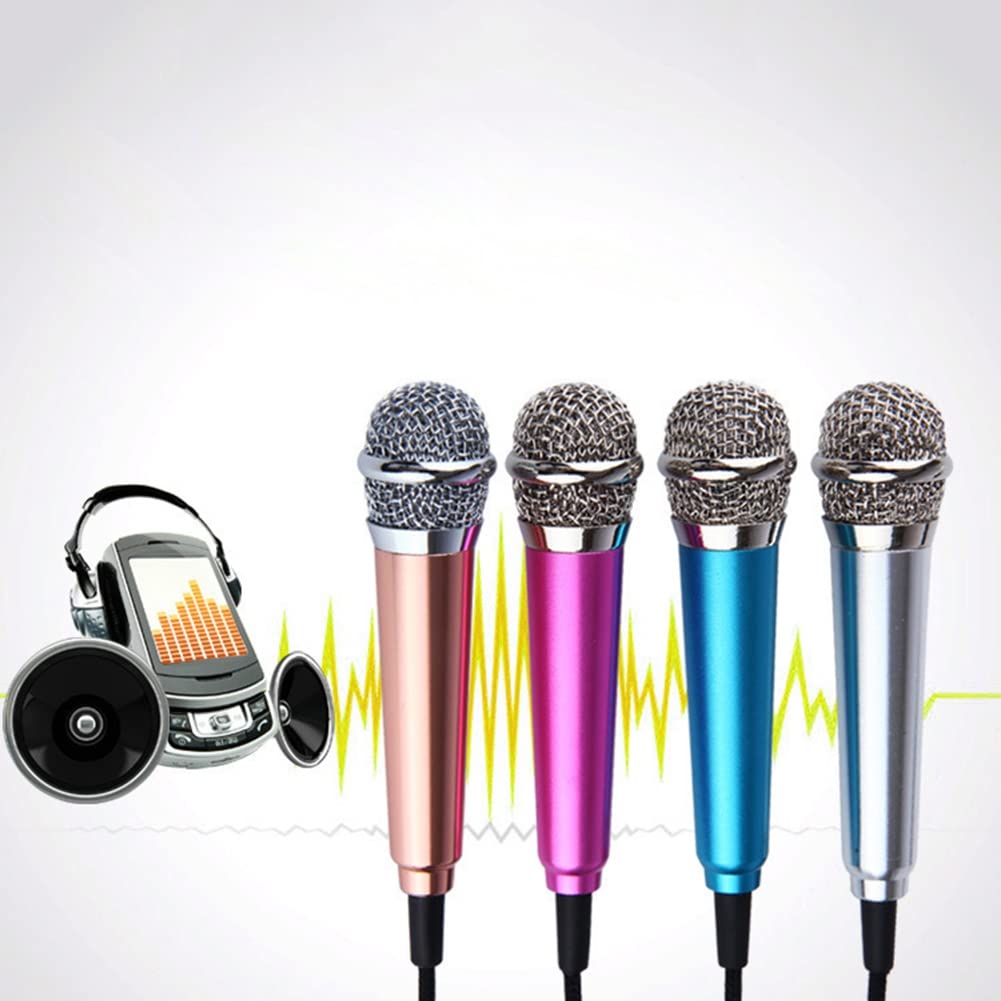 areclern 3.5mm Audio Connector,Singing Mic Equipment,Beautiful Vocal Quality,Mini Type Space Saving,Mini Microphone,Metal Frothing Process,Suitable for Laptop, Phone Golden