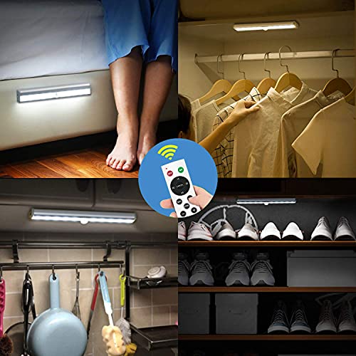 Anbock Remote Control Under Cabinet Lighting 6 Pack Battery Operated, 20 LED Closet Lights Wireless Stick On Lights with Touch Switch Night Light for Kitchen, Counter, Bedroom, 3 Colors…