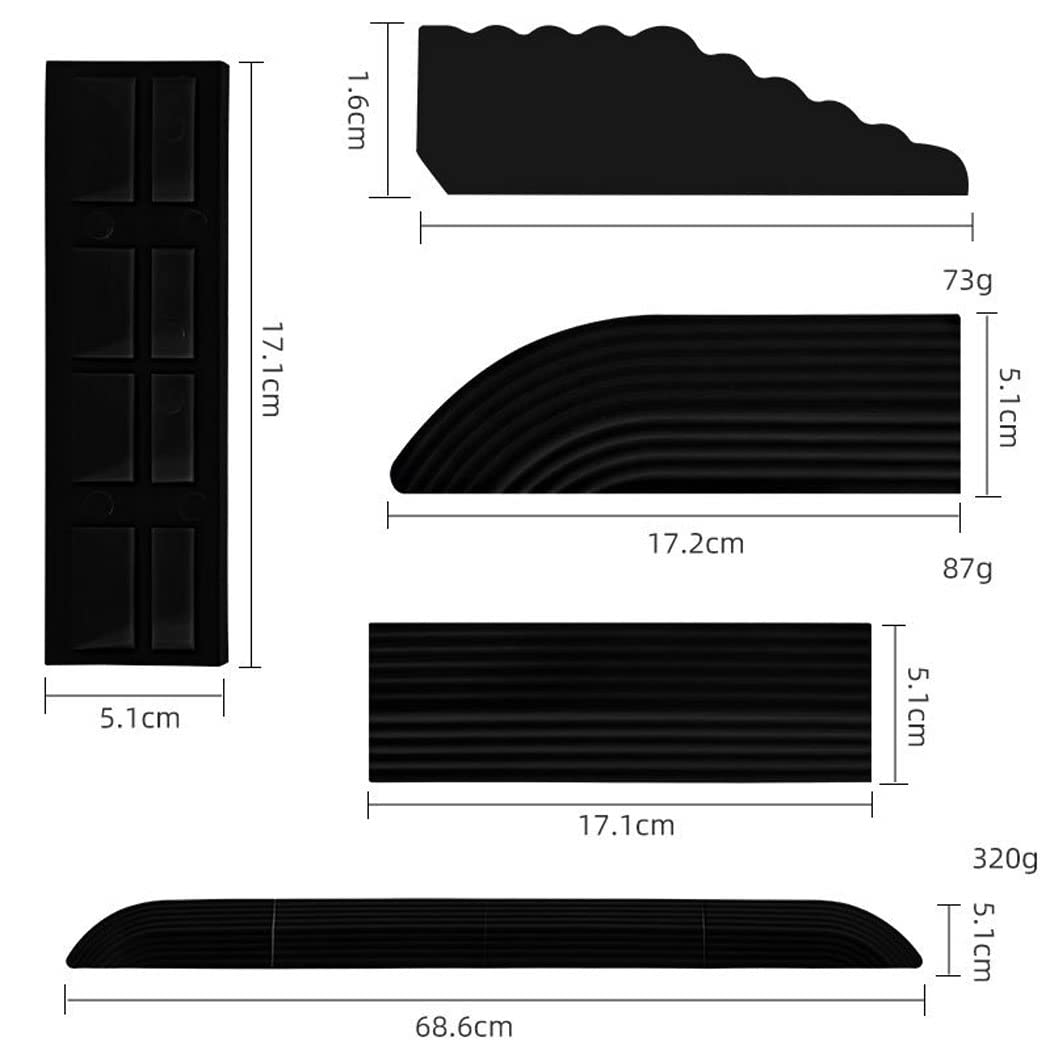 Odashen Threshold Bars Climbing Mat Step Ramp Strip Kits for Ecovacs, for Xiaomi Roborock Vacuum Cleaner Replacement Parts (Black)