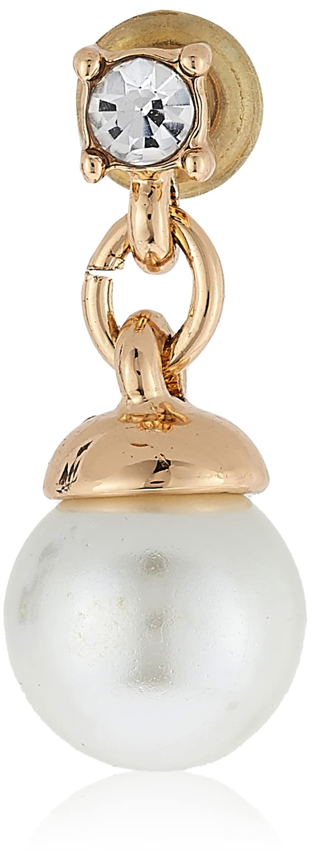 Anne Klein Goldtone Pearl and Crystal Linear Drop Earrings