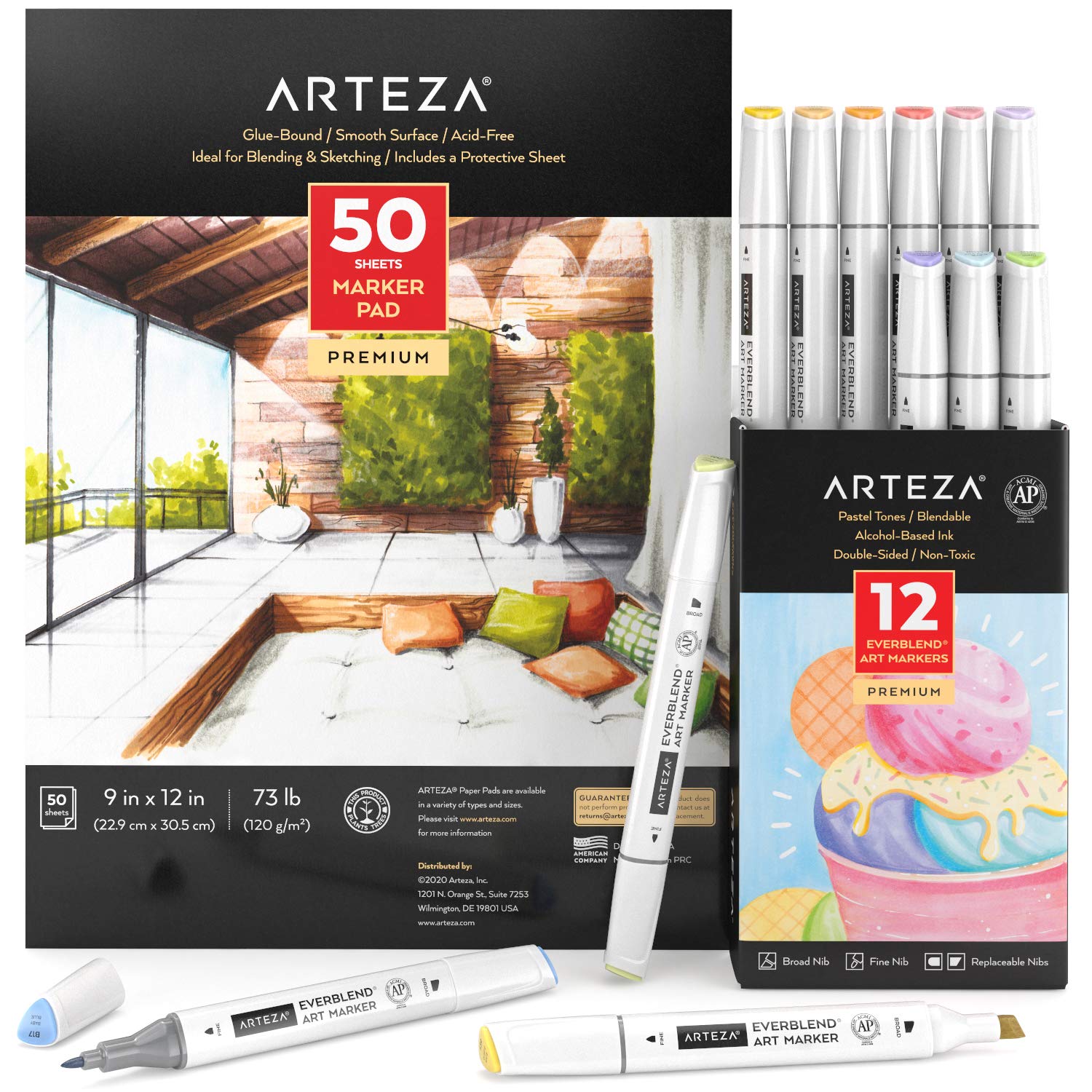 ARTEZA Everblend Art Markers and Marker Paper Pad