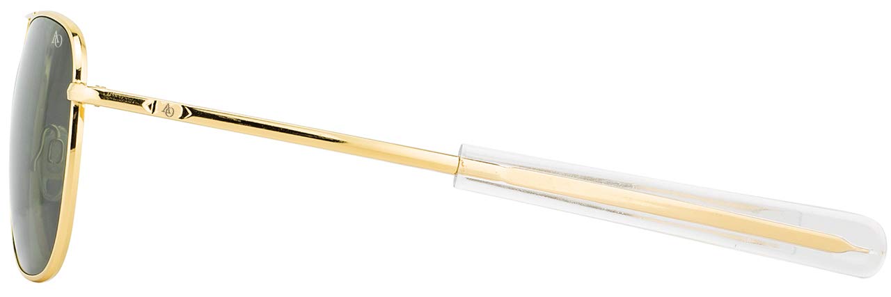 AO Original Pilot Sunglasses - Gold - Calobar Green SkyMaster Glass Lenses - Bayonet Temple - Polarized - 52-20-140