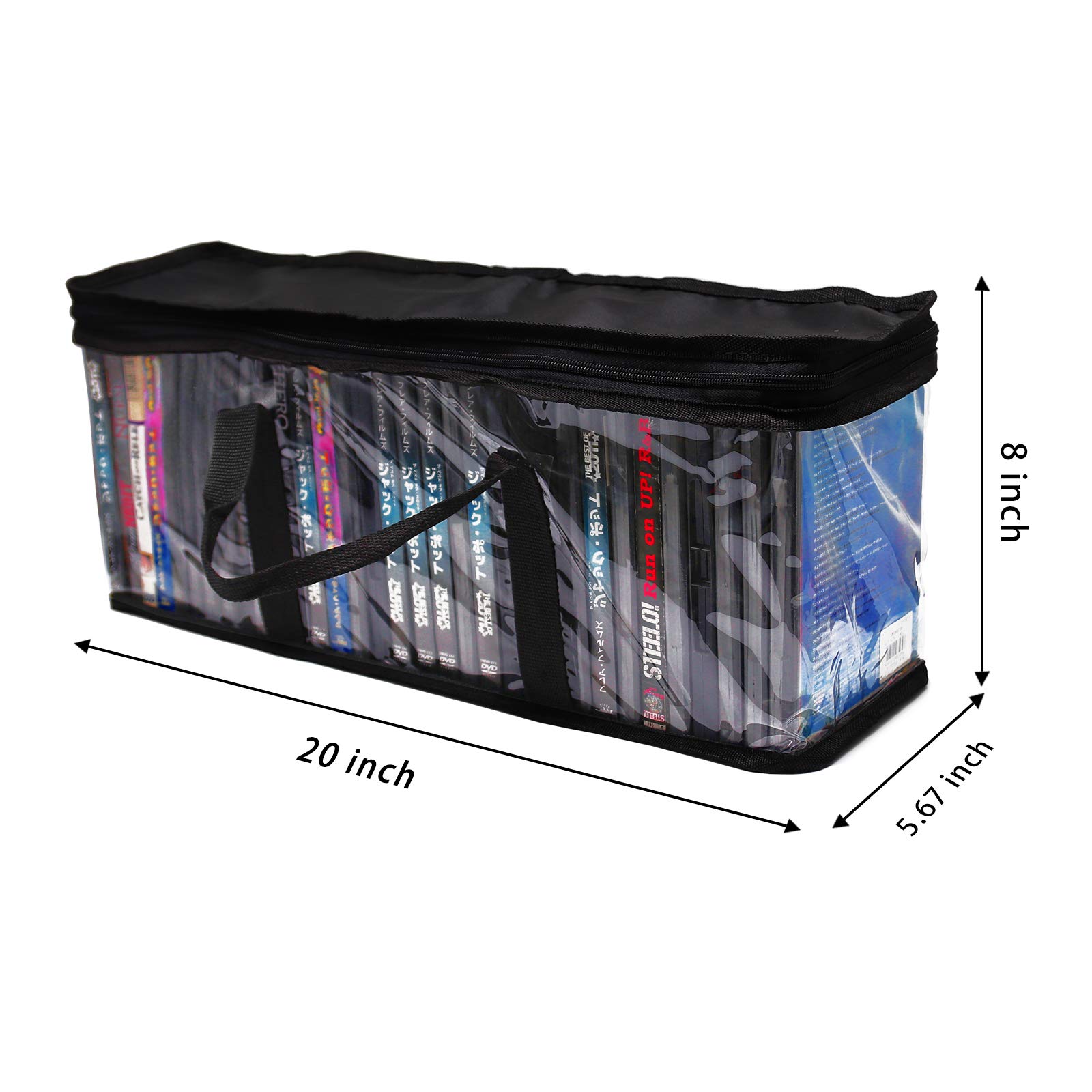 ARTWIND DVD Storage Bags Black,Holds 40 DVDs/BluRay/Movies/Media/PS4 Video Games,Zippered (Black-1 Pack)