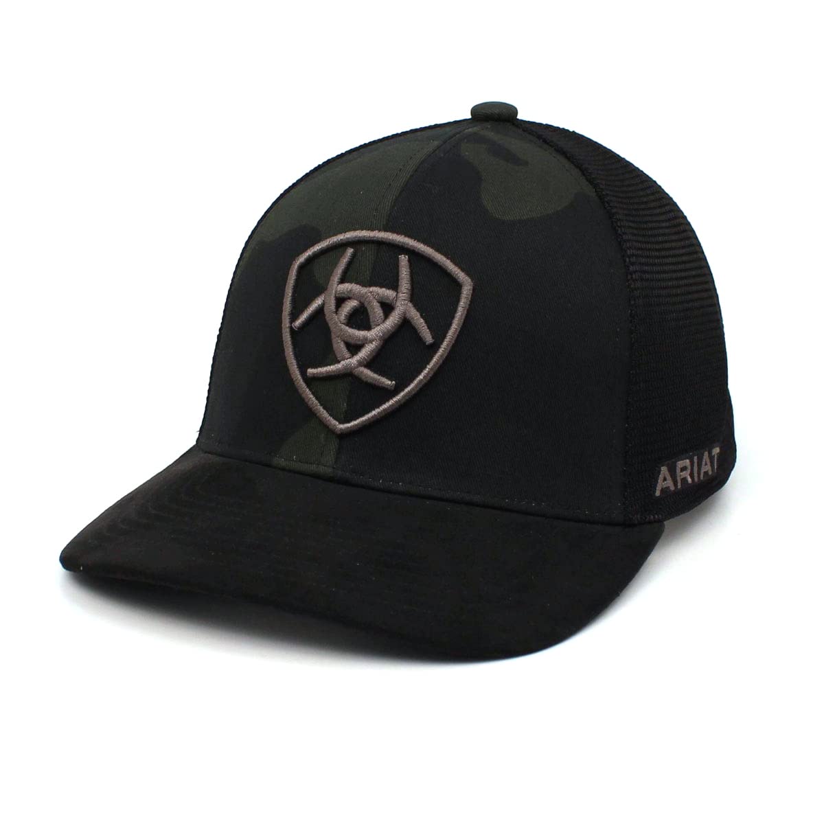 ARIAT Men's Black Camo Snapback Embroidered Shield Logo Cap