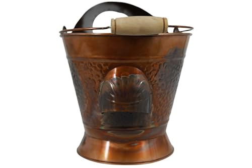 Coal Hod Bucket - Distressed Brass - Decorative Appeal - for Fireplace & Pellet Stove Ashes - Easy Hopper Filling - Lightweight