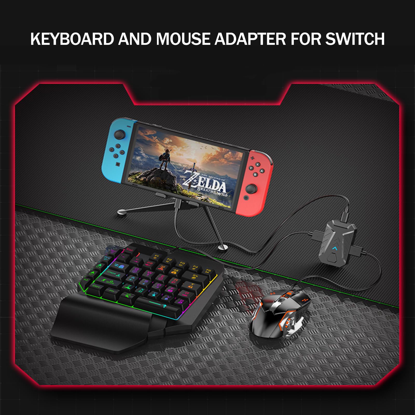 arVin Keyboard and Mouse Adapter for Nintendo Switch/Xbox One/Xbox 360/Xbox Series S/X/PS3/PS4, Wired & 2.4G Wireless Mouse Keyboard Converter Support Key Mapping, Adjustable Mouse Sensitivity, Turbo