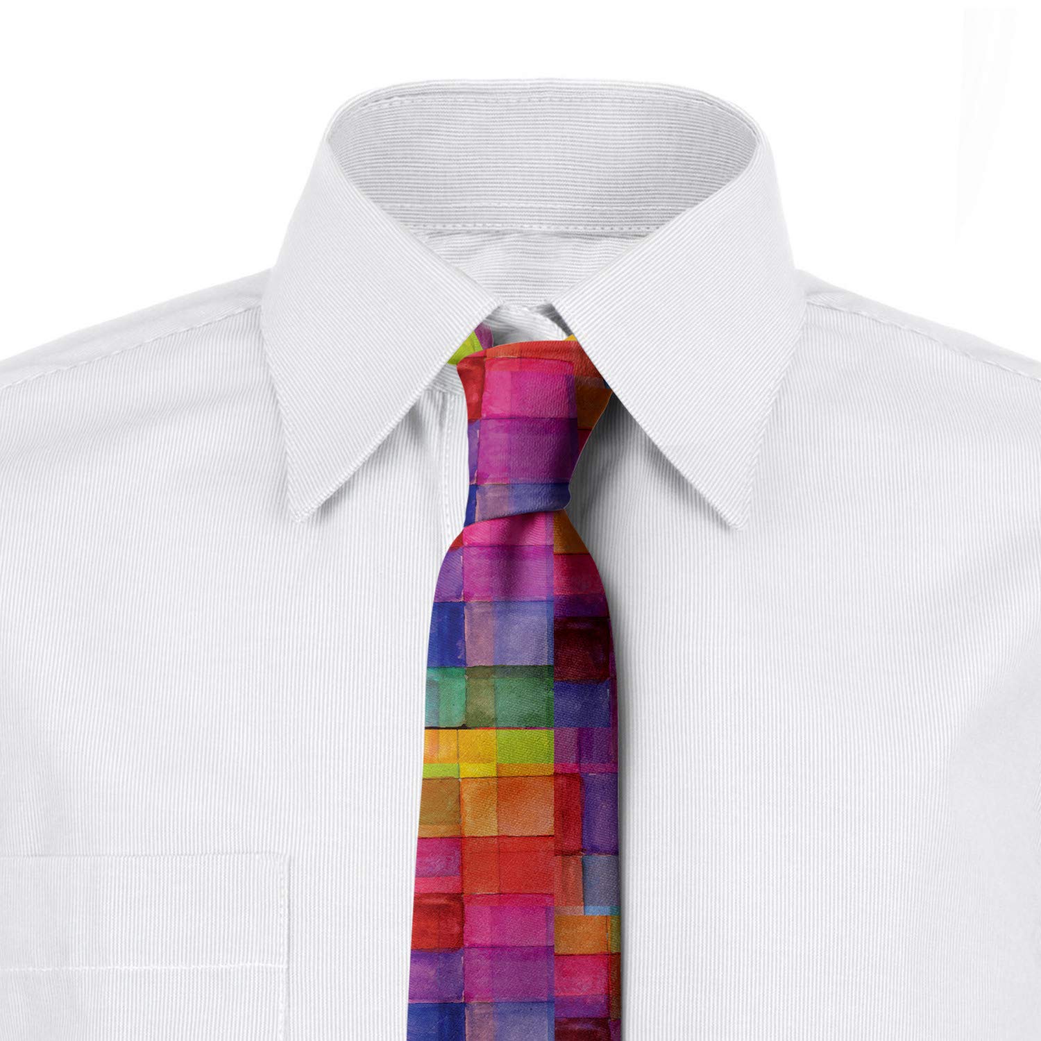 Ambesonne Rainbow Necktie for Men Casual & Dress Shirt Tie, 3.7", Purple Magenta