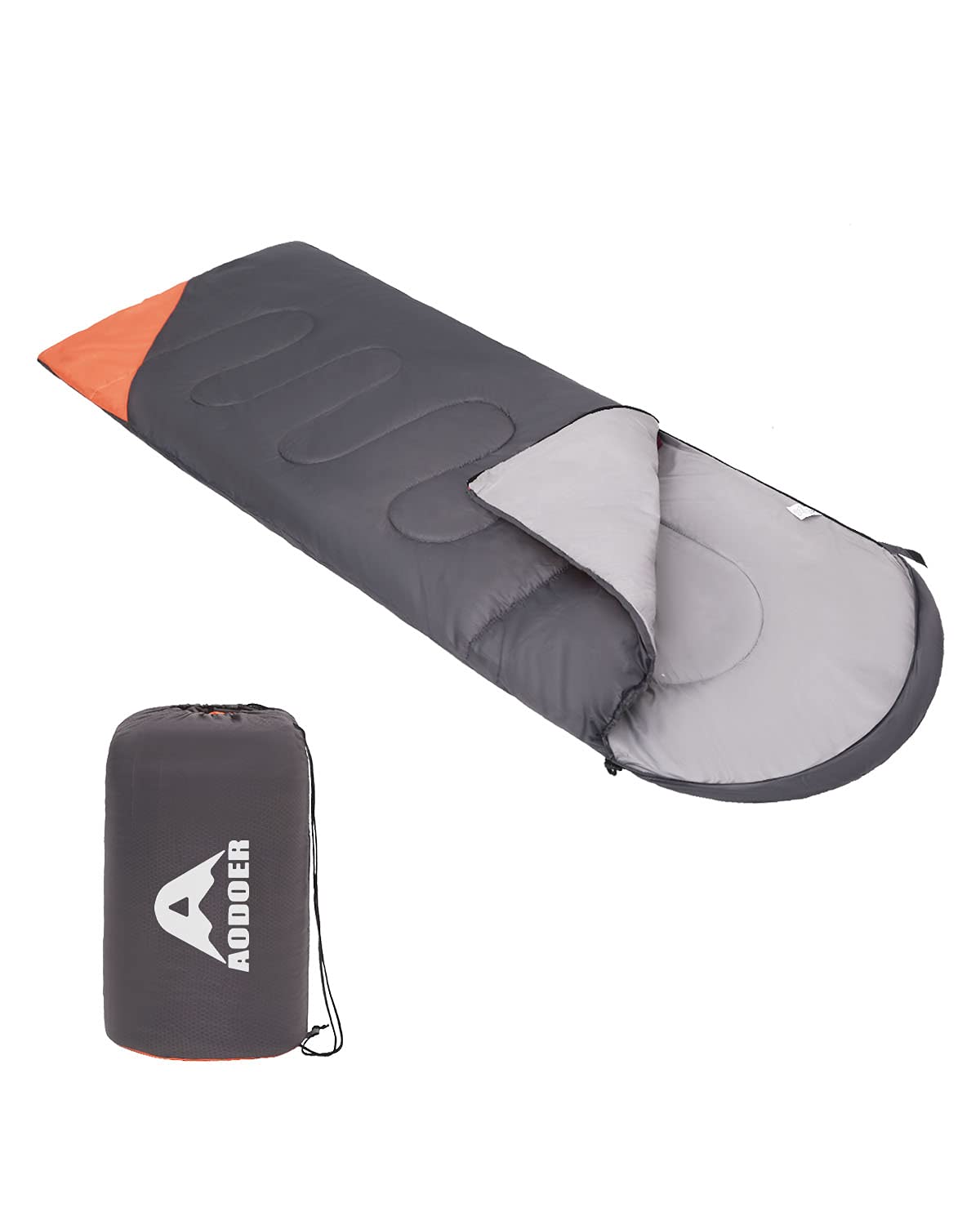 AODOER Sleeping Bag - Sleeping Bag for Adults with Compression Sake - 3 Season Waterproof Camping Sleeping Bags - Portable and Lightweight - Backpack Sleeping Bag (Orange)
