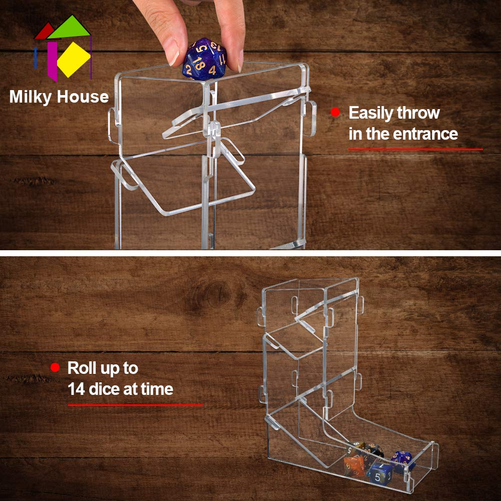 Dice Tower, Dice Rolling Tower Kit with Double Sided Matte Protective Film, Please Tear Off Before Use & Tray Collapsible Portable Easy Roller for Desktop Board Game,RPG, D&D & Foxta