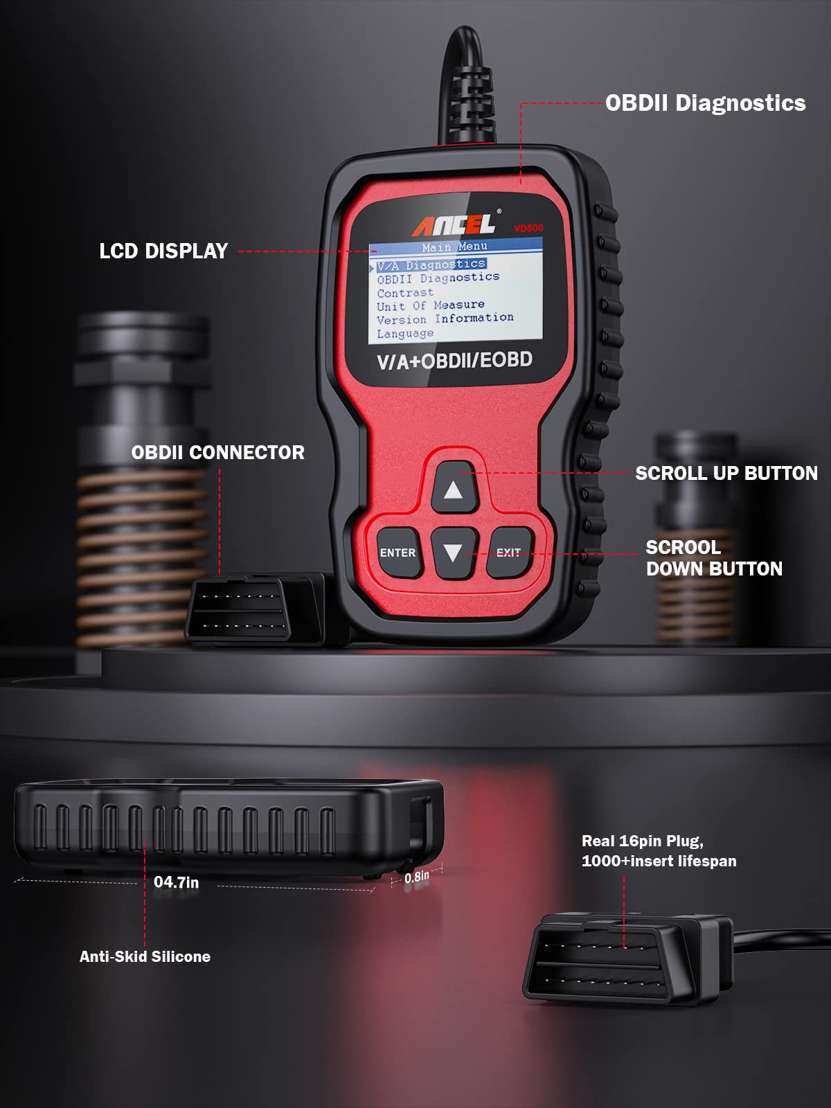 ANCEL VD500 Pro OBD2 Reader for Volkswagen VW Audi Skoda Seat Diagnosis Check Engine Light EPB ABS SRS Code Reader Oil Throttle Position Adaption Service Due Reset Tool