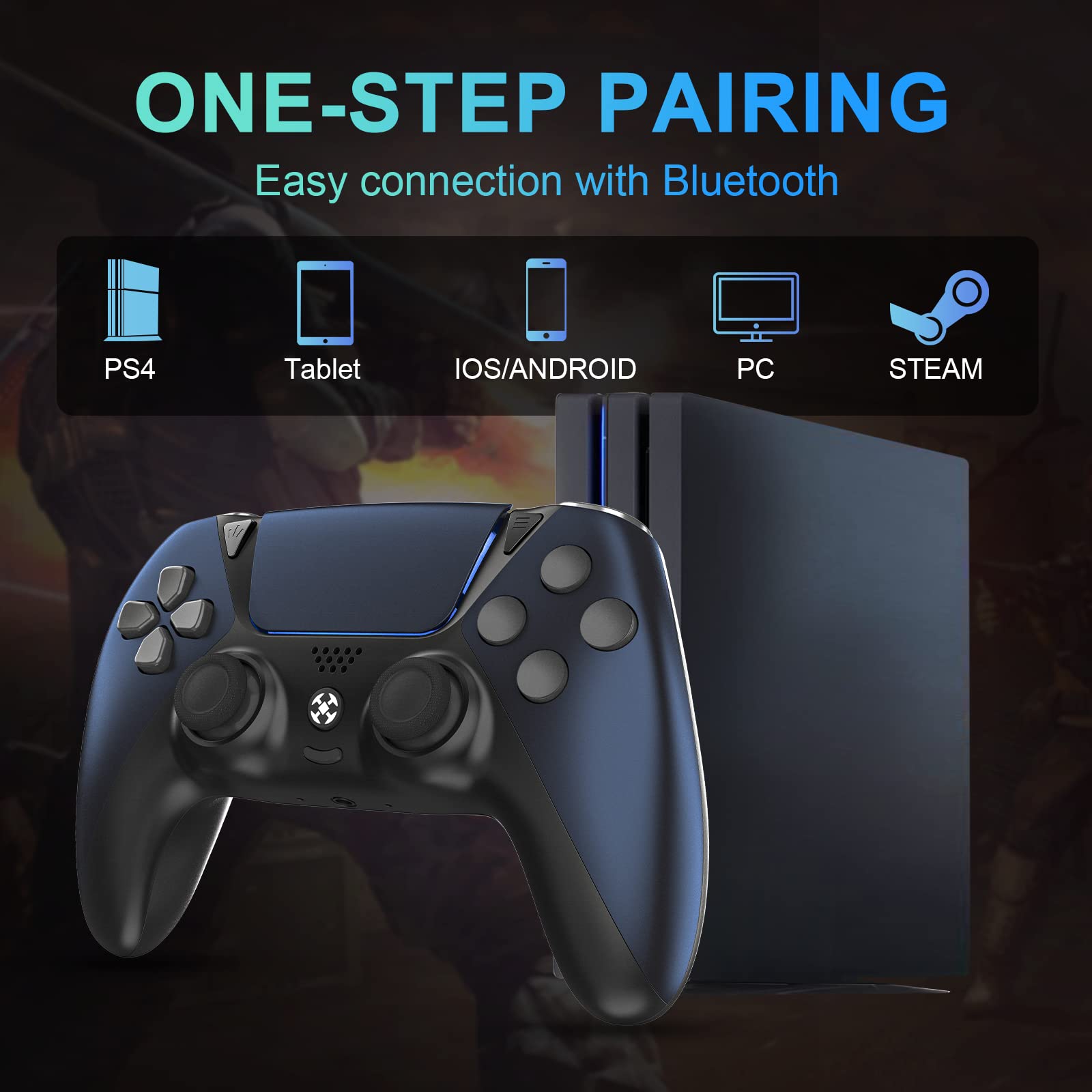AUGEX Wireless Controller for PS4 Controller, Ymir GamePad for Playstation 4 Controller with Turbo, Steam Gamepad Work with Back Paddles, Scuf Controllers for PS4/Pro/Silm/PC/IOS