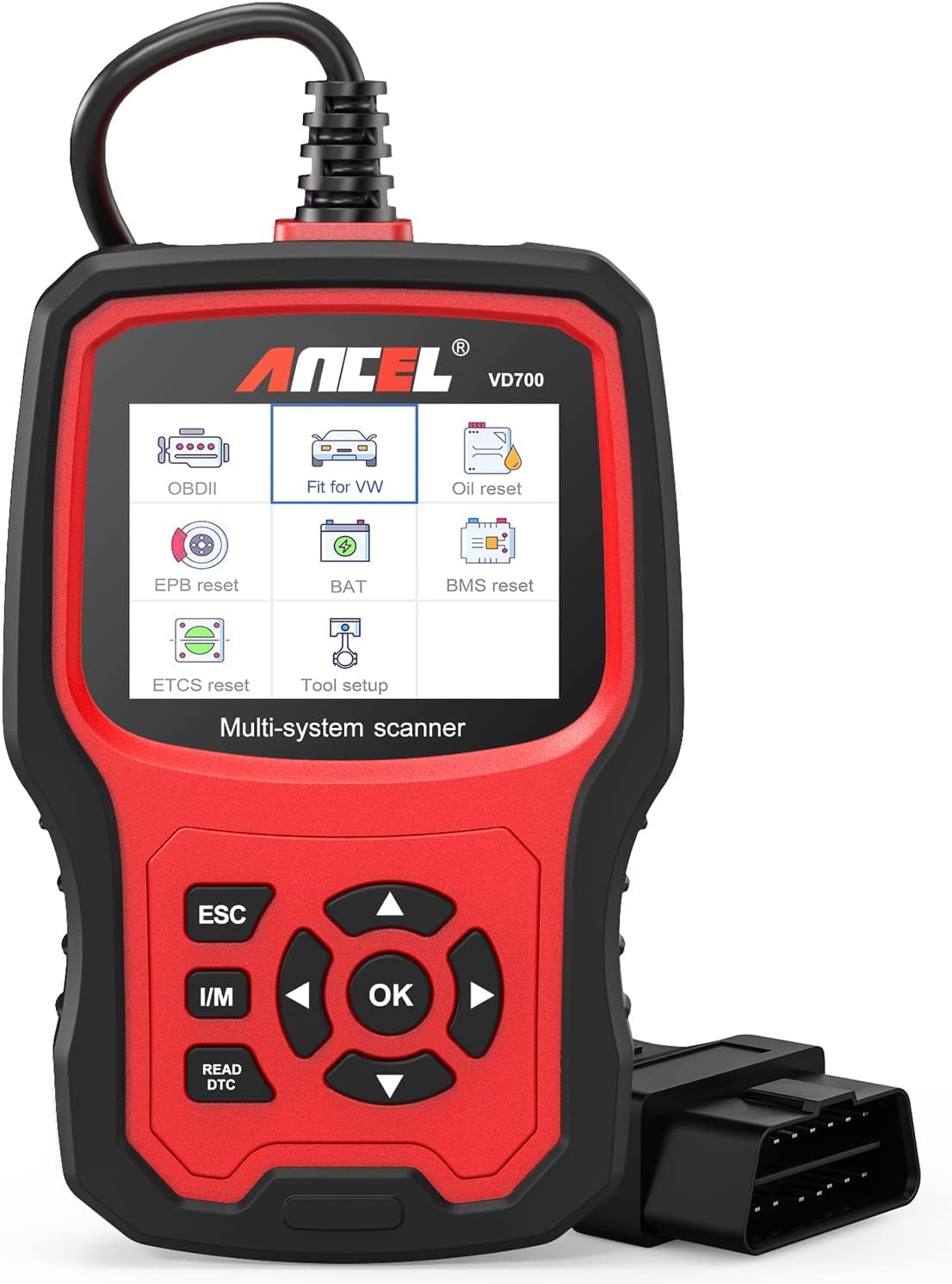 ANCEL VD700 Full Systems Diagnostic Tool Fit for Volkswagen VW Audi Skoda Seat, All Functions OBD2 Scanner Car Code Reader for VAG Vehicles with Battery Registration EPB Reset (Upgraded VD500)