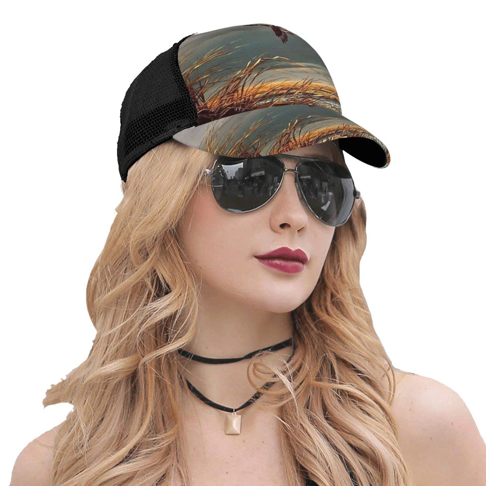 ASEELO Hunting Flying Wild Ducks Printed Fashionable Mesh Baseball Cap, Adjustable Baseball Cap, Unisex Style Headwear