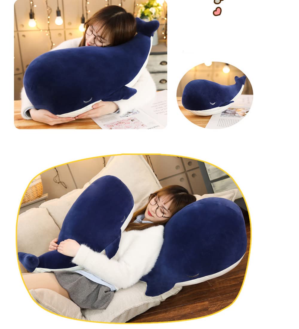 JPORSHU 10inches Soft Simulation Big Blue Whale,Marine Life Dolphin Doll Plush Toy，Back Cushion Children Birthday Gift