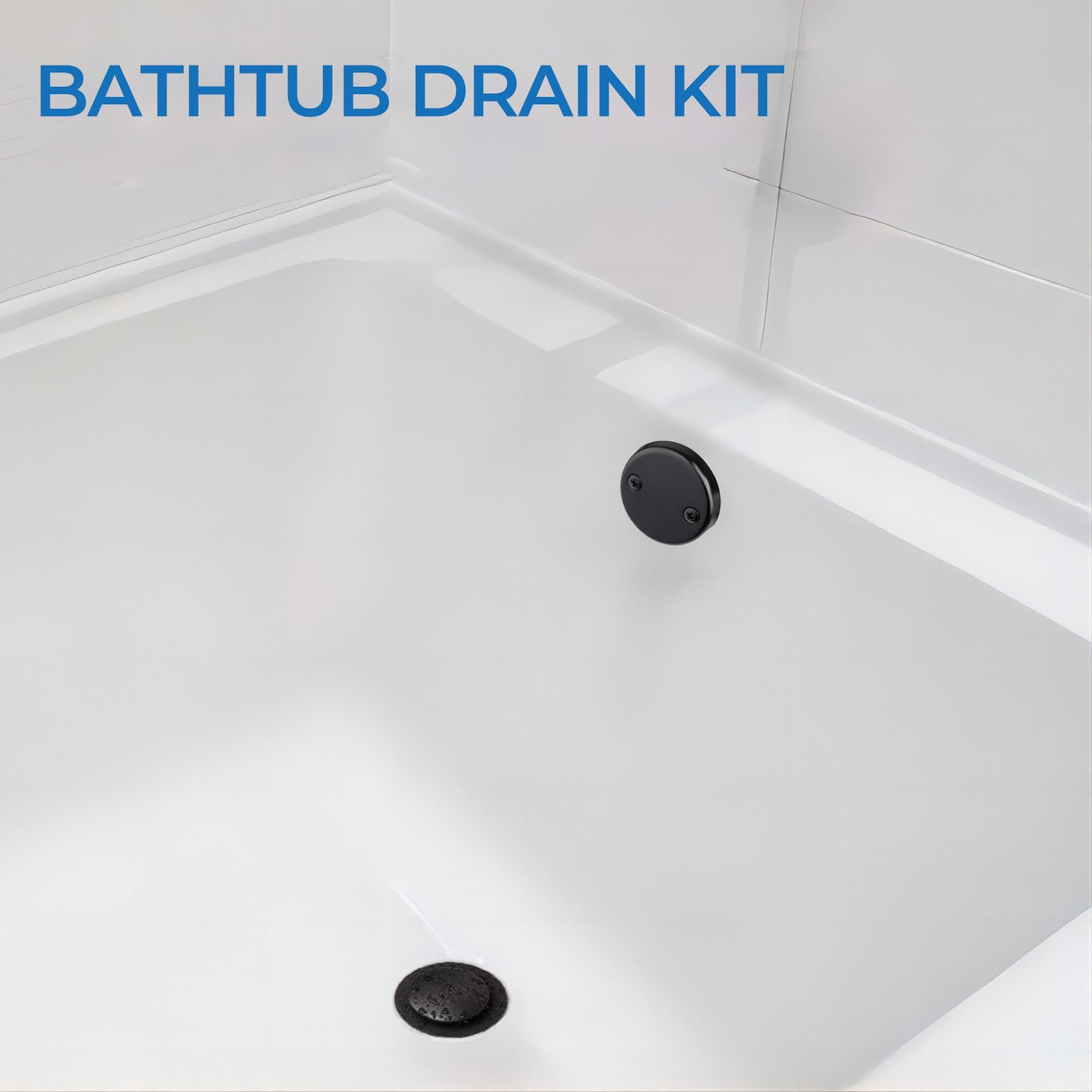 Bathtub Drain Stopper - Bath Tub Drain Plug with Hair Catcher Basket, Matte Black