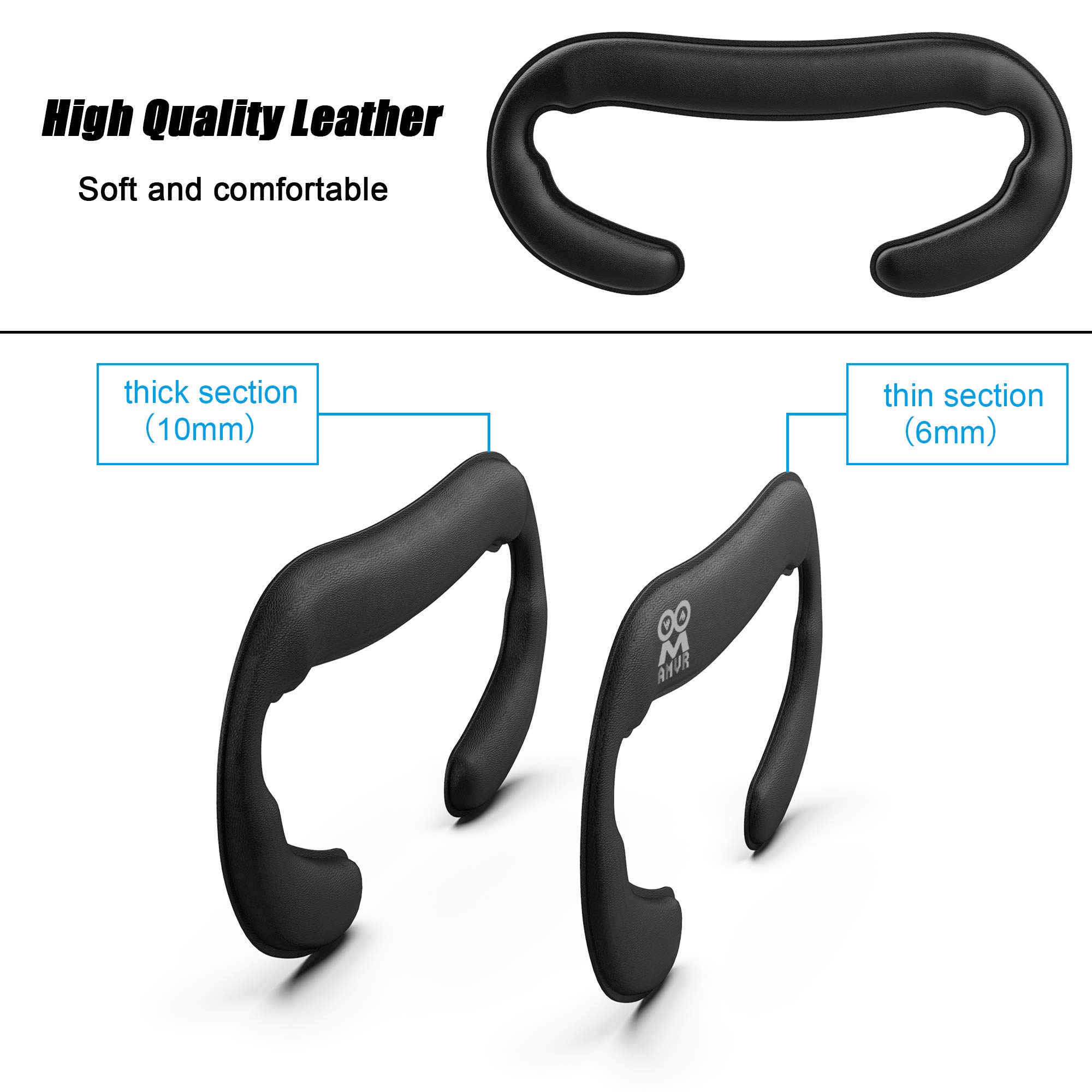 AMVR VR Facial Interface Bracket & PU Leather Foam Face Cover Pad Replacement & Anti-Leakage Nose Pad & Protective Lens Cover Comfort 5In1 Set Accessories for Quest 1 (Not Fit Quest 2)