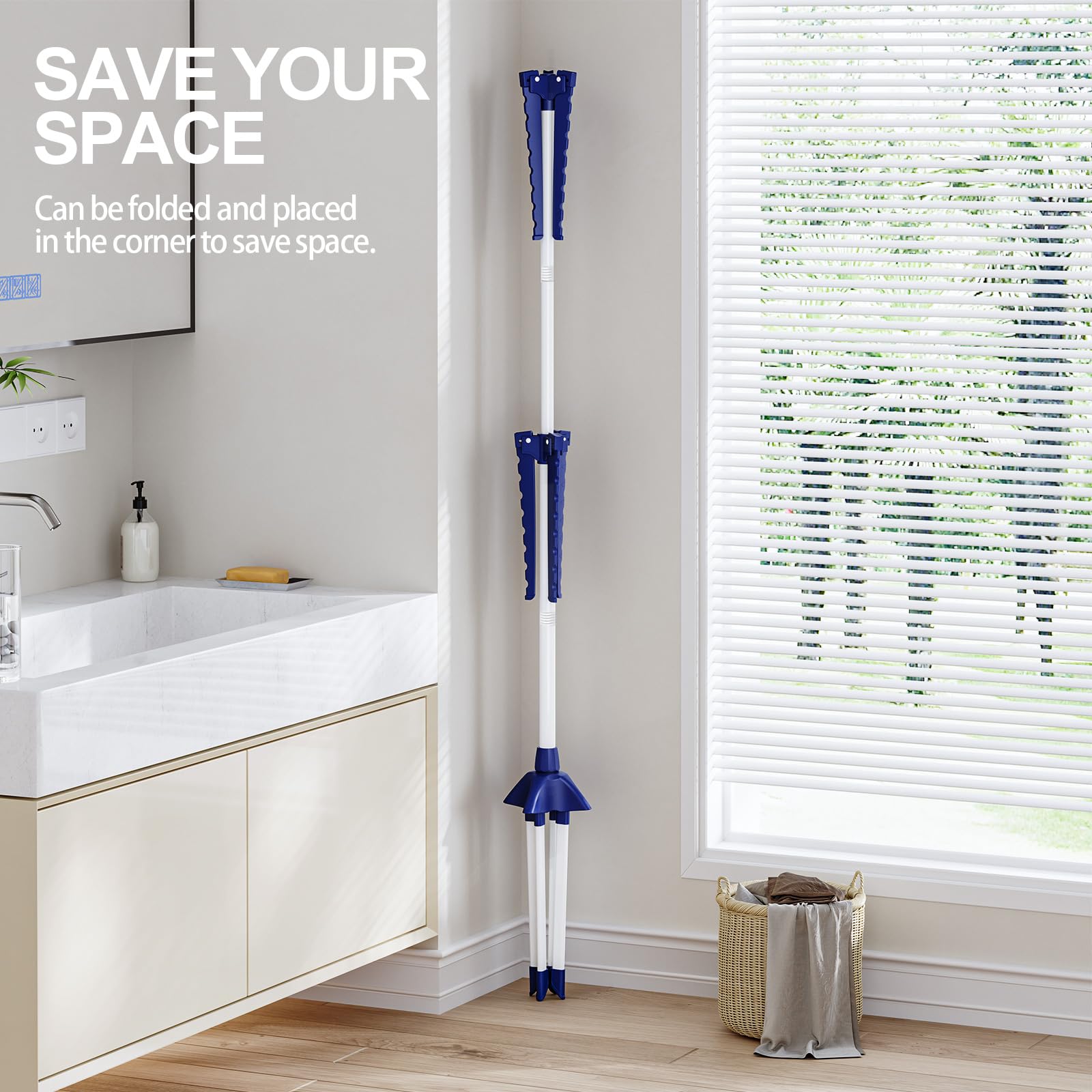APEXCHASER Clothes Drying Rack, 2-Tier Collapsible Four-Legged Clothing Rack, 6 Arms for Hangers, Portable Garment Rack, Clothes Drying Rack Foldable Blue