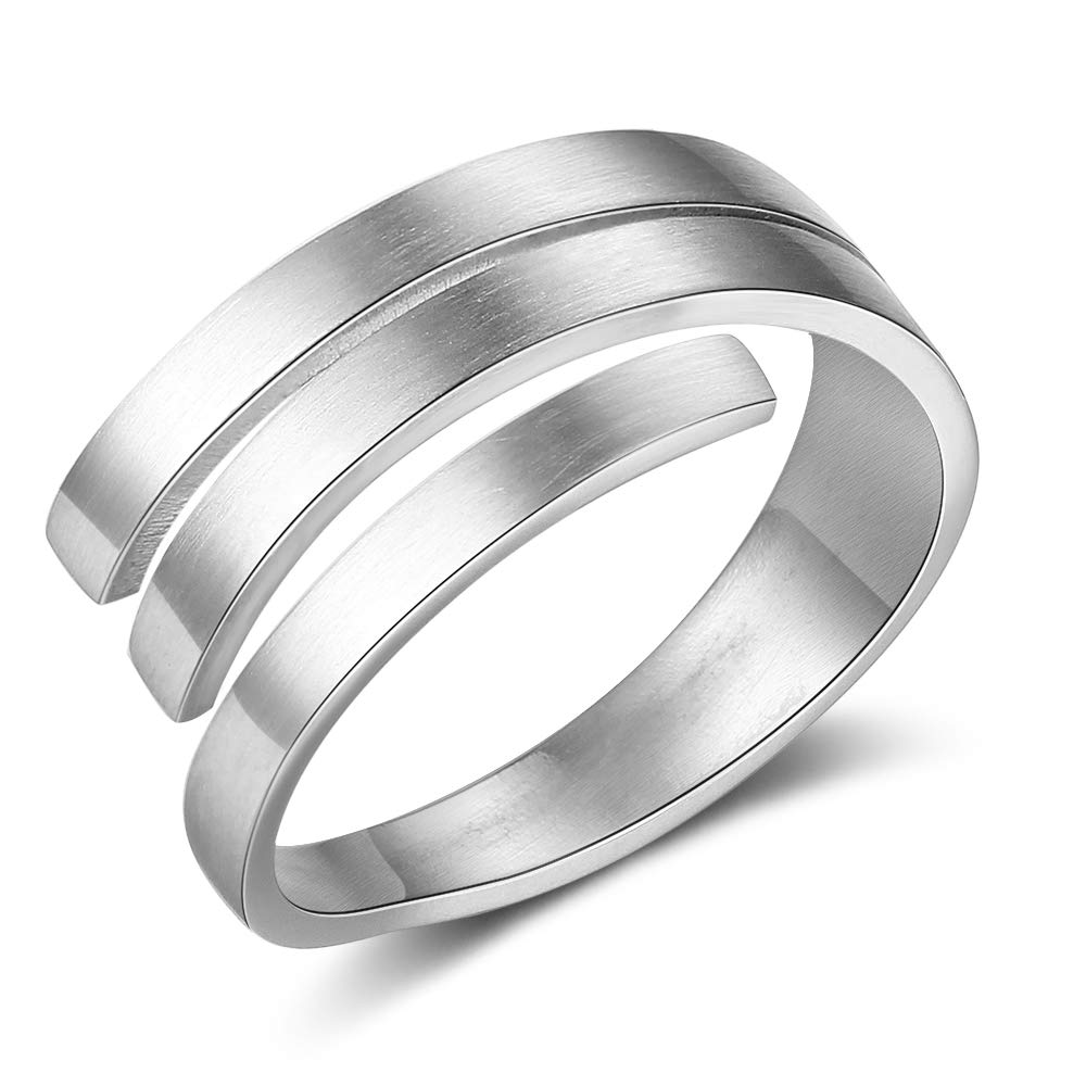Ashleymade Personalized Adjustable Name Rings Free Engraved BFF Rings for Women Spiral rings Gift for Friend (3 names)