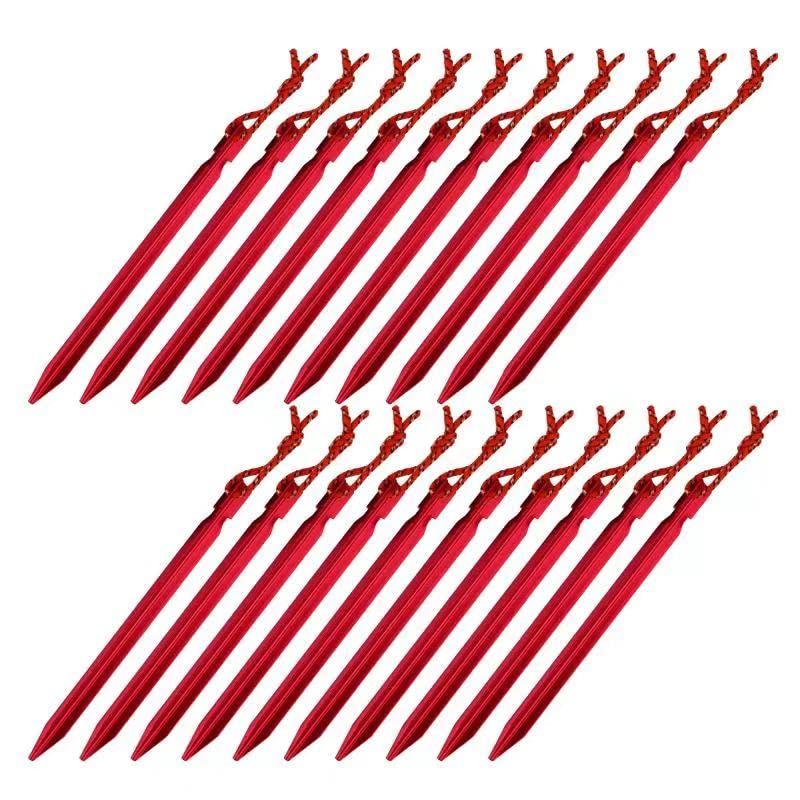 aiGear Tent Stakes Lightweight Ground Metal Aluminum Camping Pegs Spikes Accessories for Outdoor Hiking Backpacking 20 Pack(TS20) Red